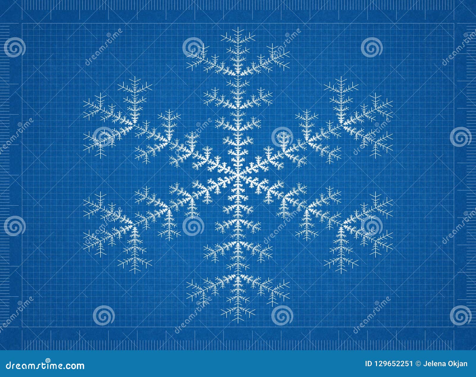 Snowflake Blueprint Background Stock Illustration - Illustration of ...