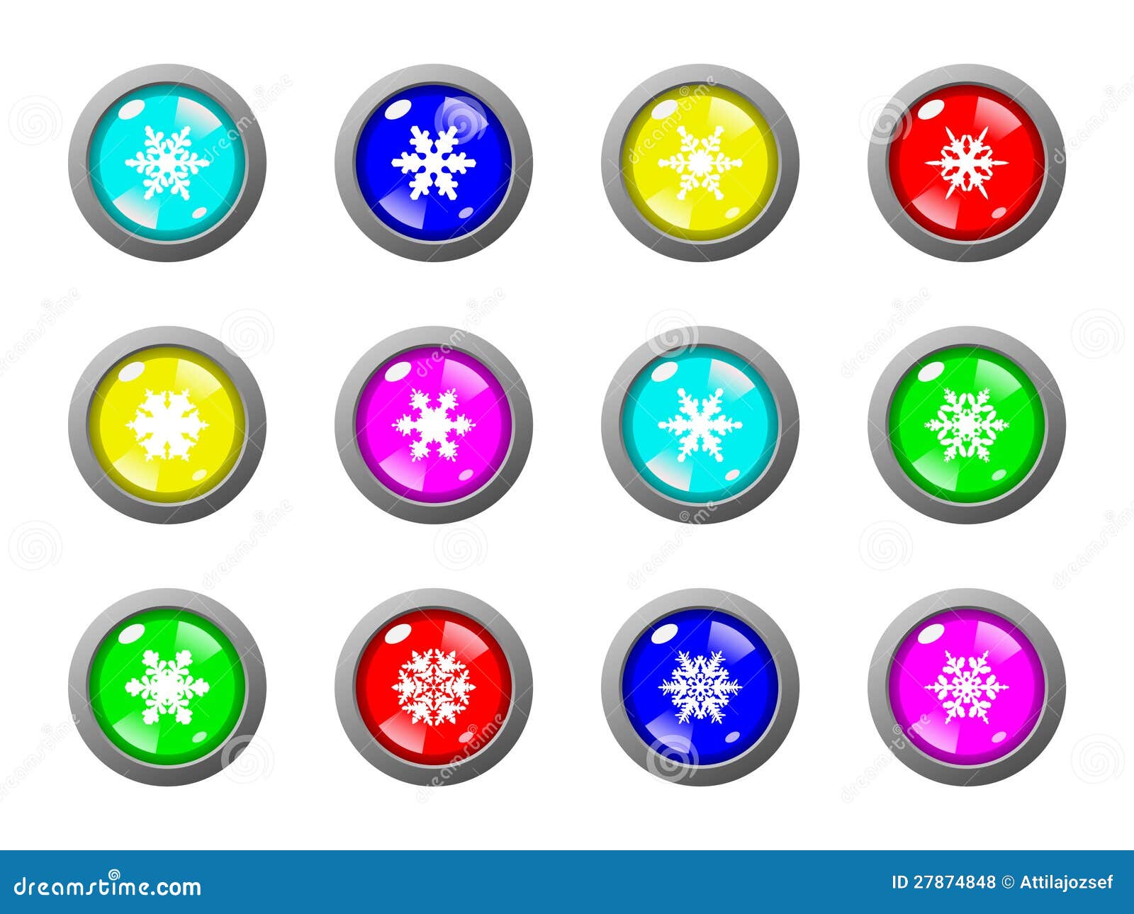 Snowflake Buttons stock vector. Illustration of season - 27874848