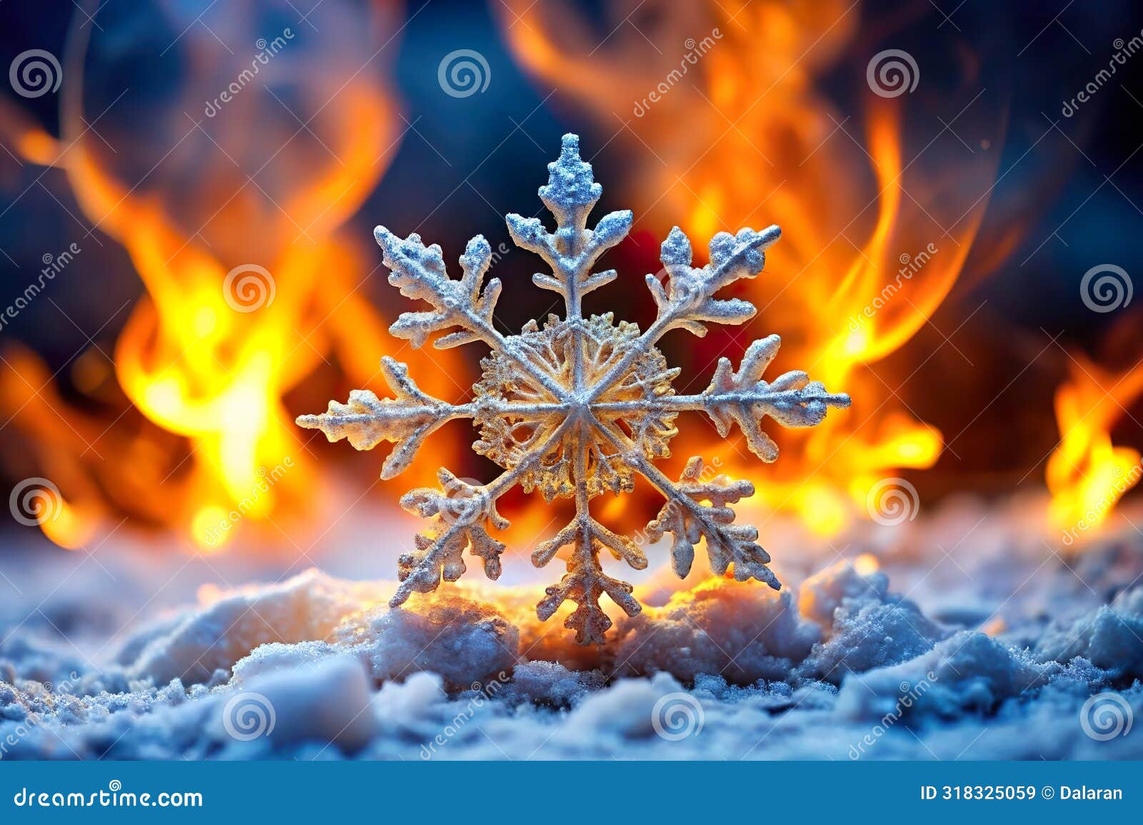 Burning Snowflake on Fire. Climate Change and Global Warming Concept ...