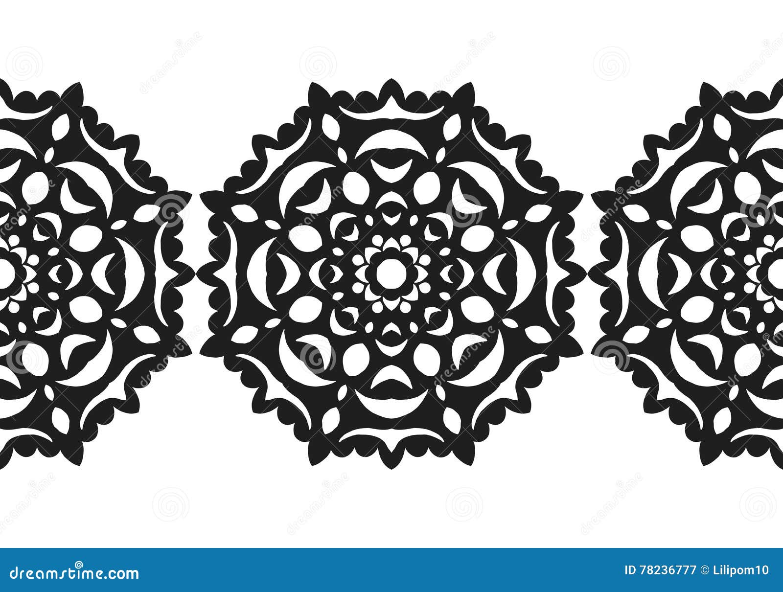 Snowflake. Christmas Seamless Pattern. Circular Ornament, Decorative ...