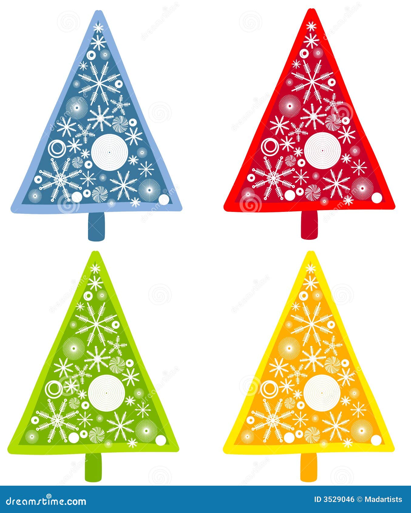 Snowflake Christmas Trees stock illustration. Illustration of artsy ...