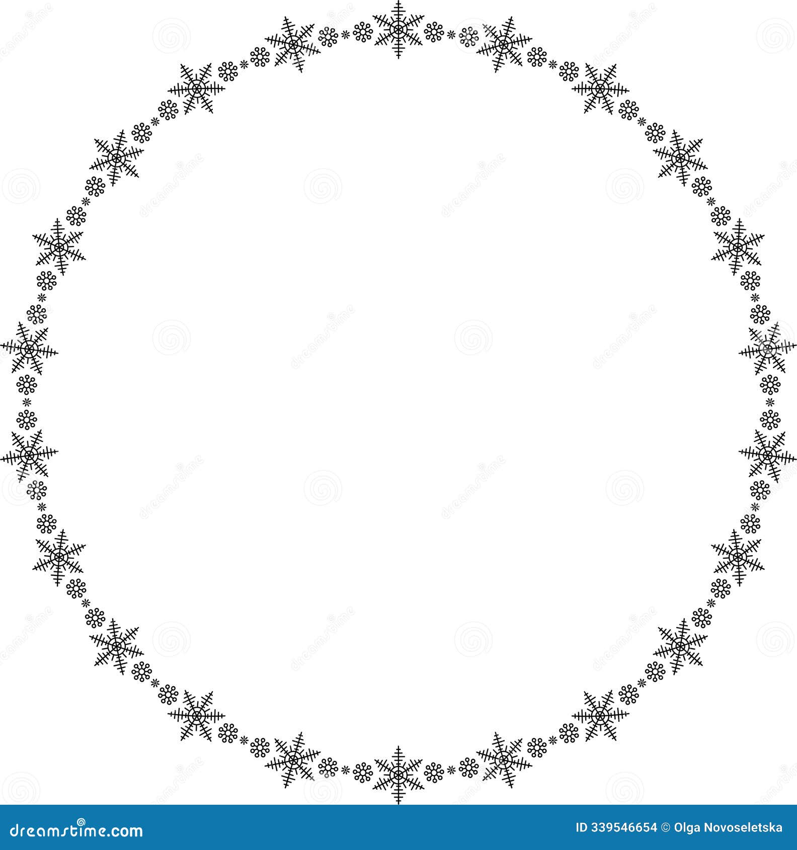 Snowflake Circle Frame. Winter Snowflake Round Border Stock Illustration - Illustration of ...
