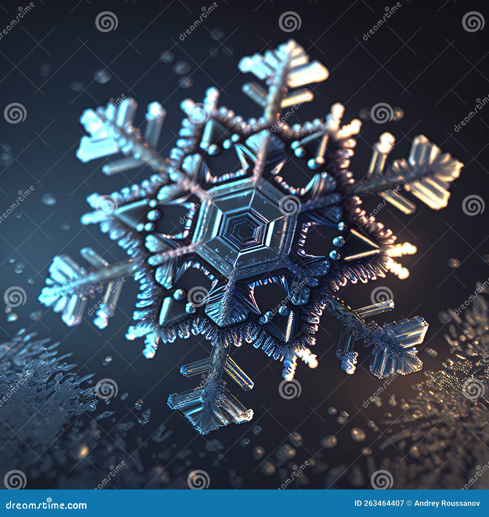 Snowflake Close Up. AI Render. Stock Illustration - Illustration of ...