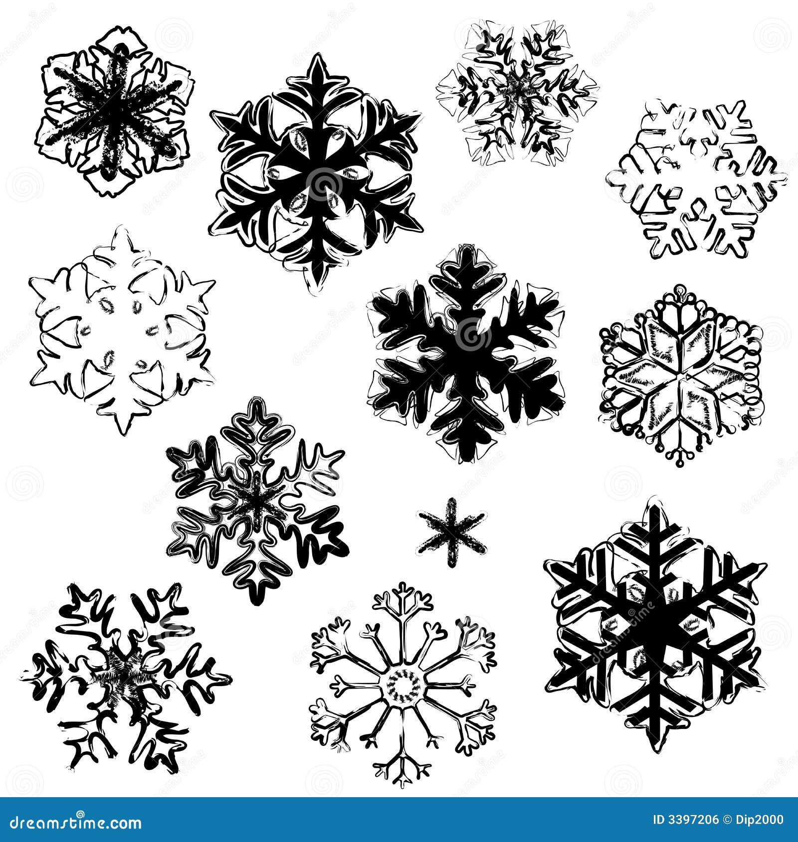 Snowflake designs stock vector. Illustration of year, silhouette - 3397206