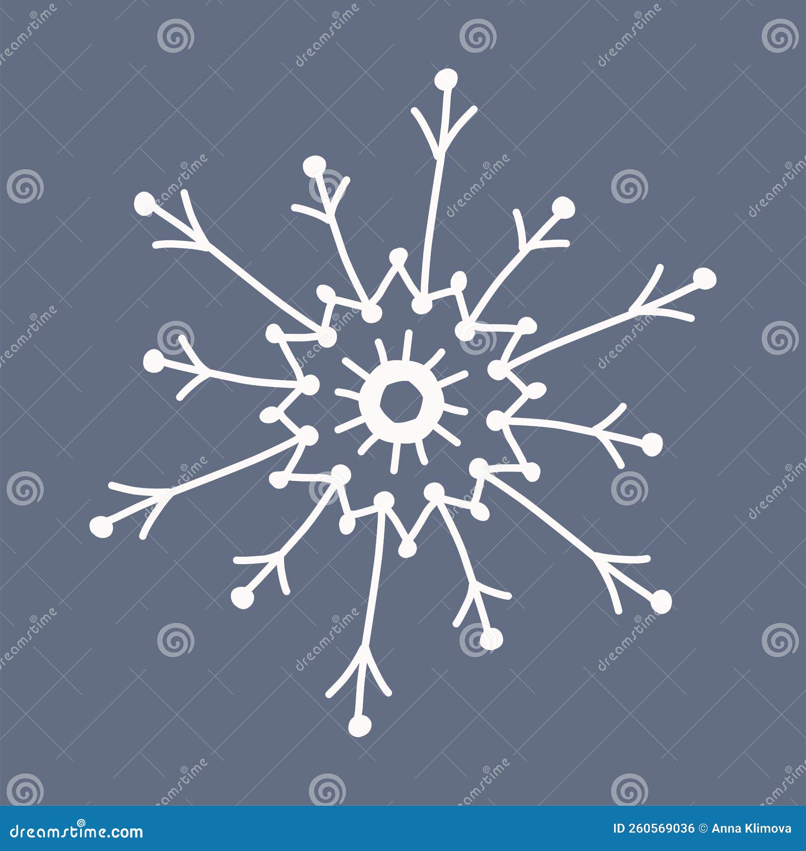 Snowflake in Doodle Style, Winter Holiday Decoration on Background ...
