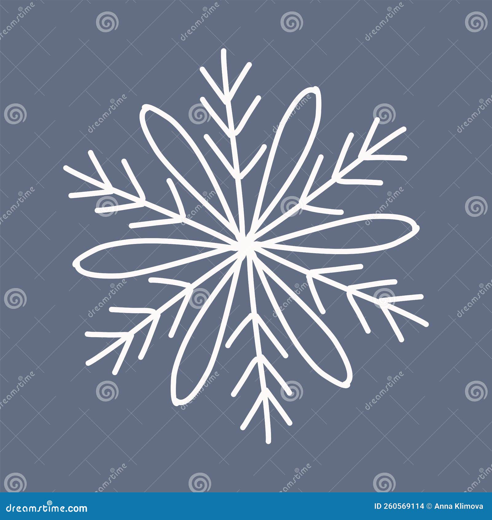 Snowflake in Doodle Style, Winter Holiday Decoration on Background ...