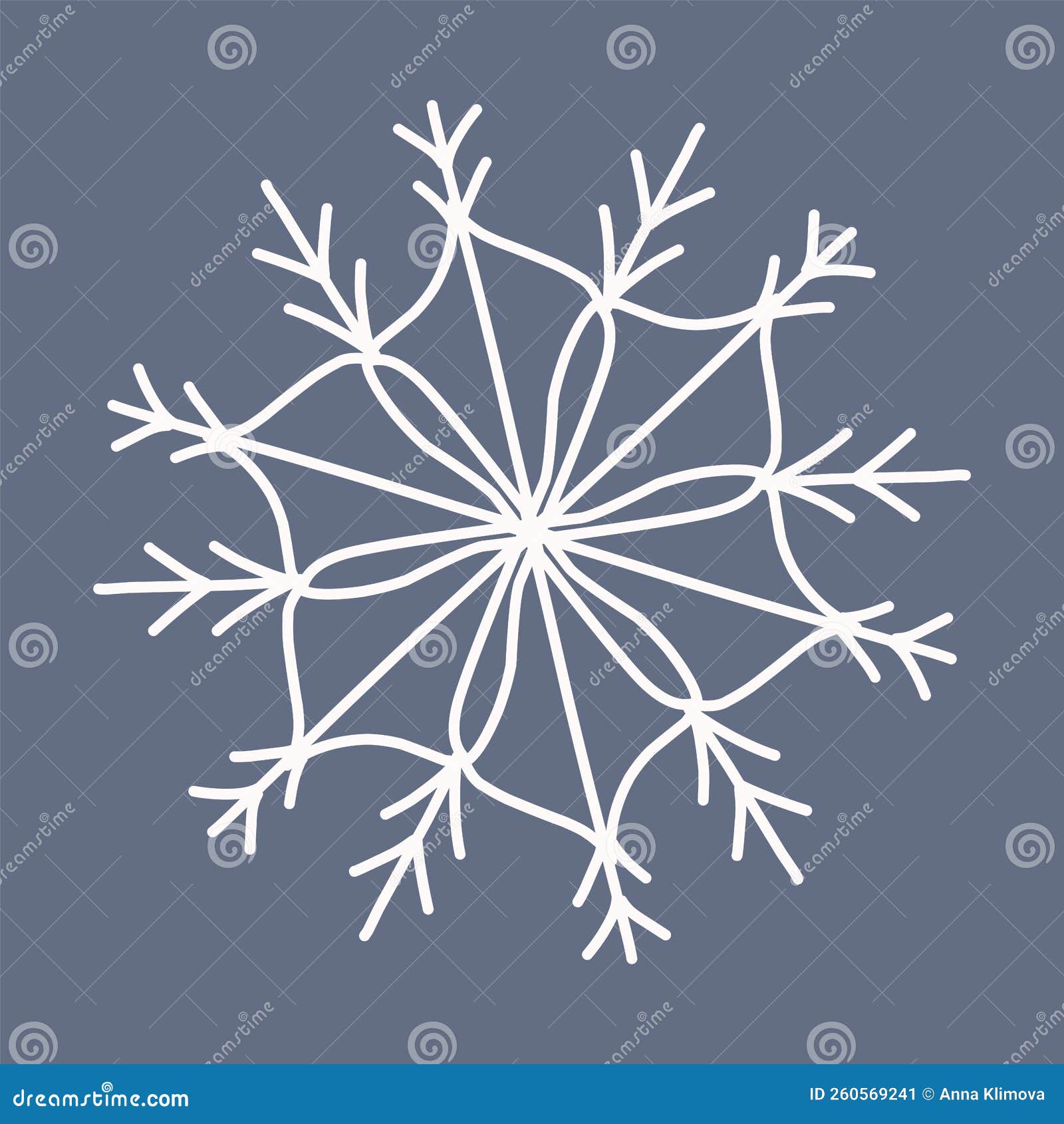 Snowflake in Doodle Style, Winter Holiday Decoration on Background ...