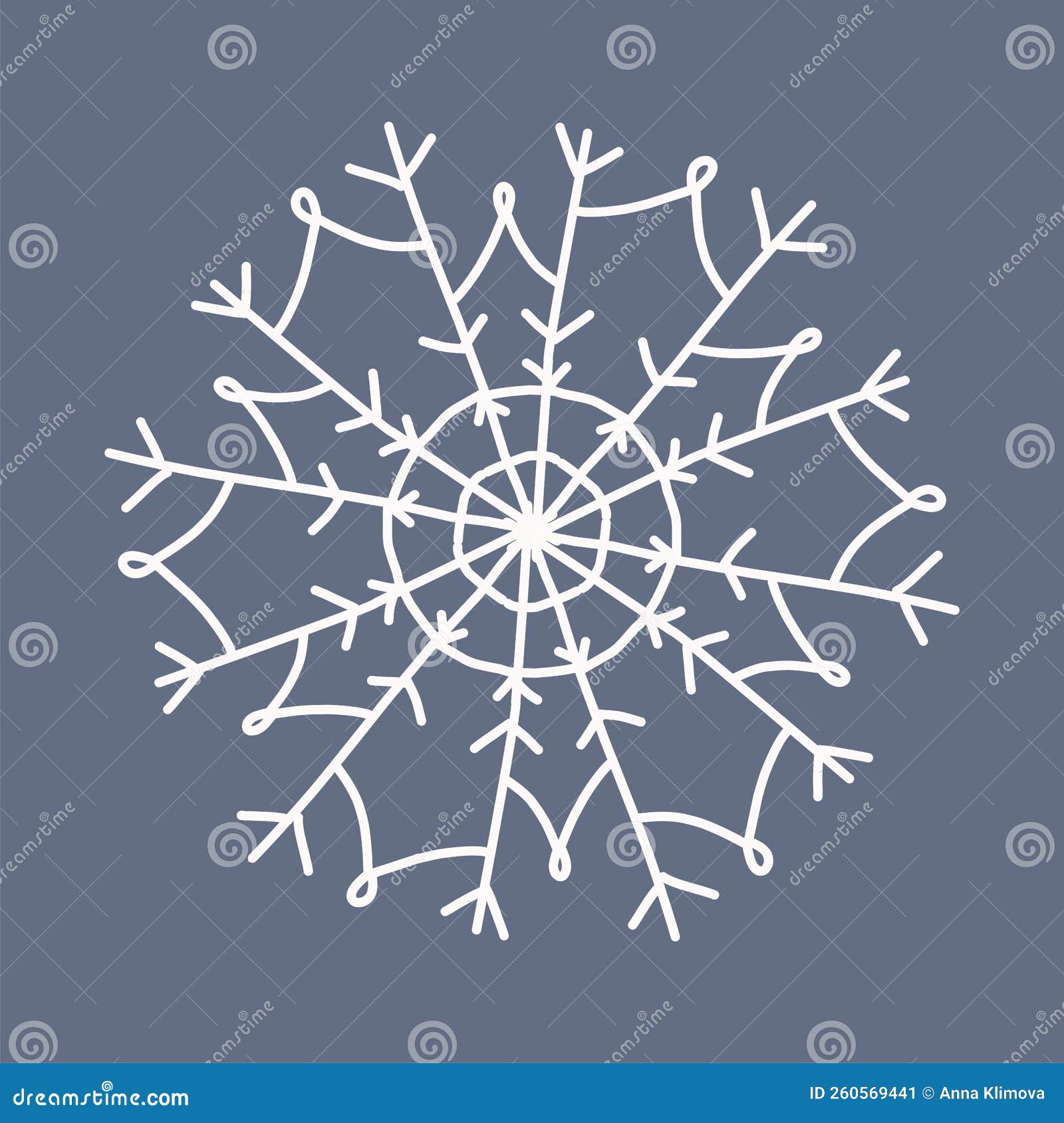 Snowflake in Doodle Style, Winter Holiday Decoration on Background ...