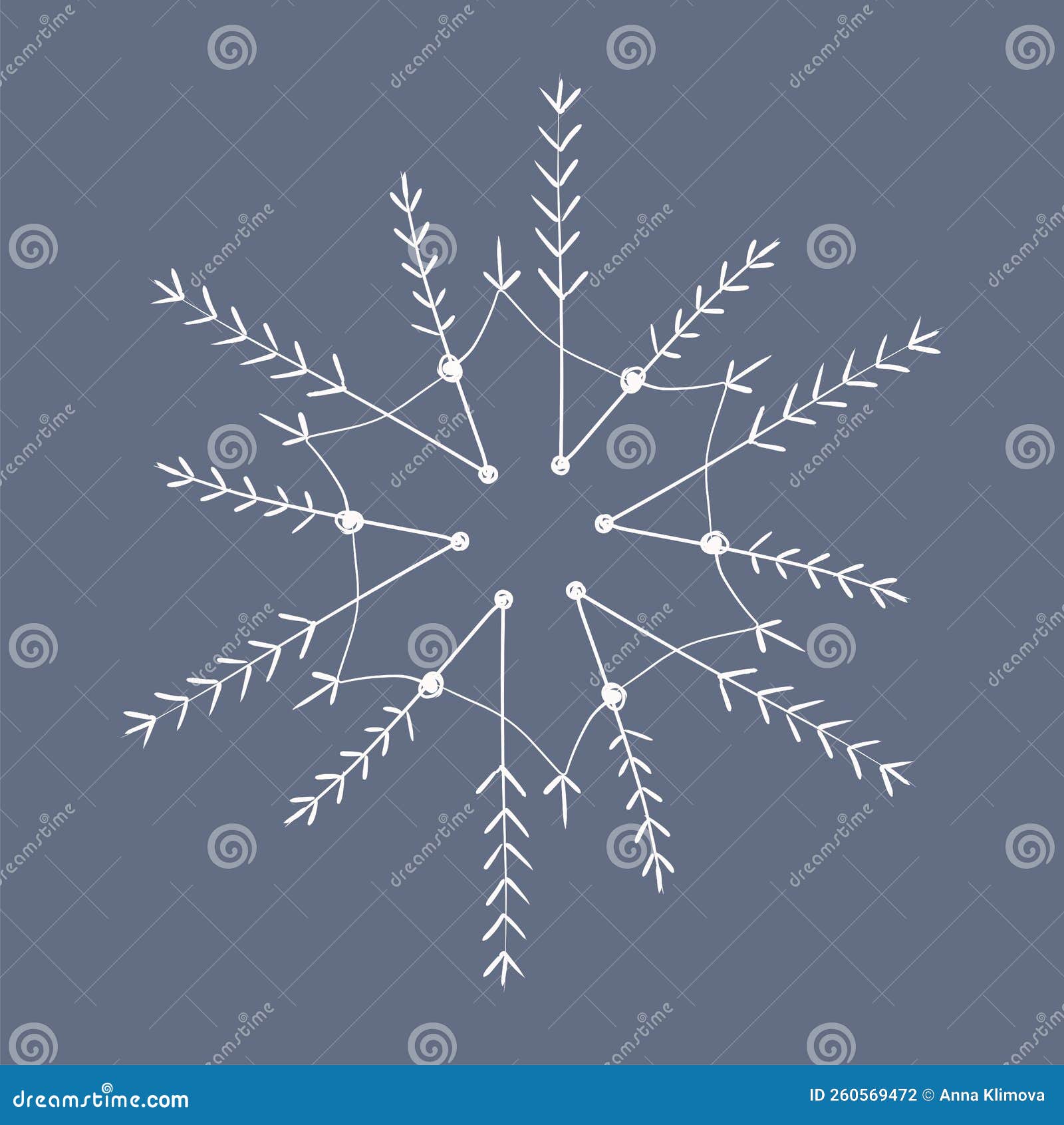 Snowflake in Doodle Style, Winter Holiday Decoration on Background ...