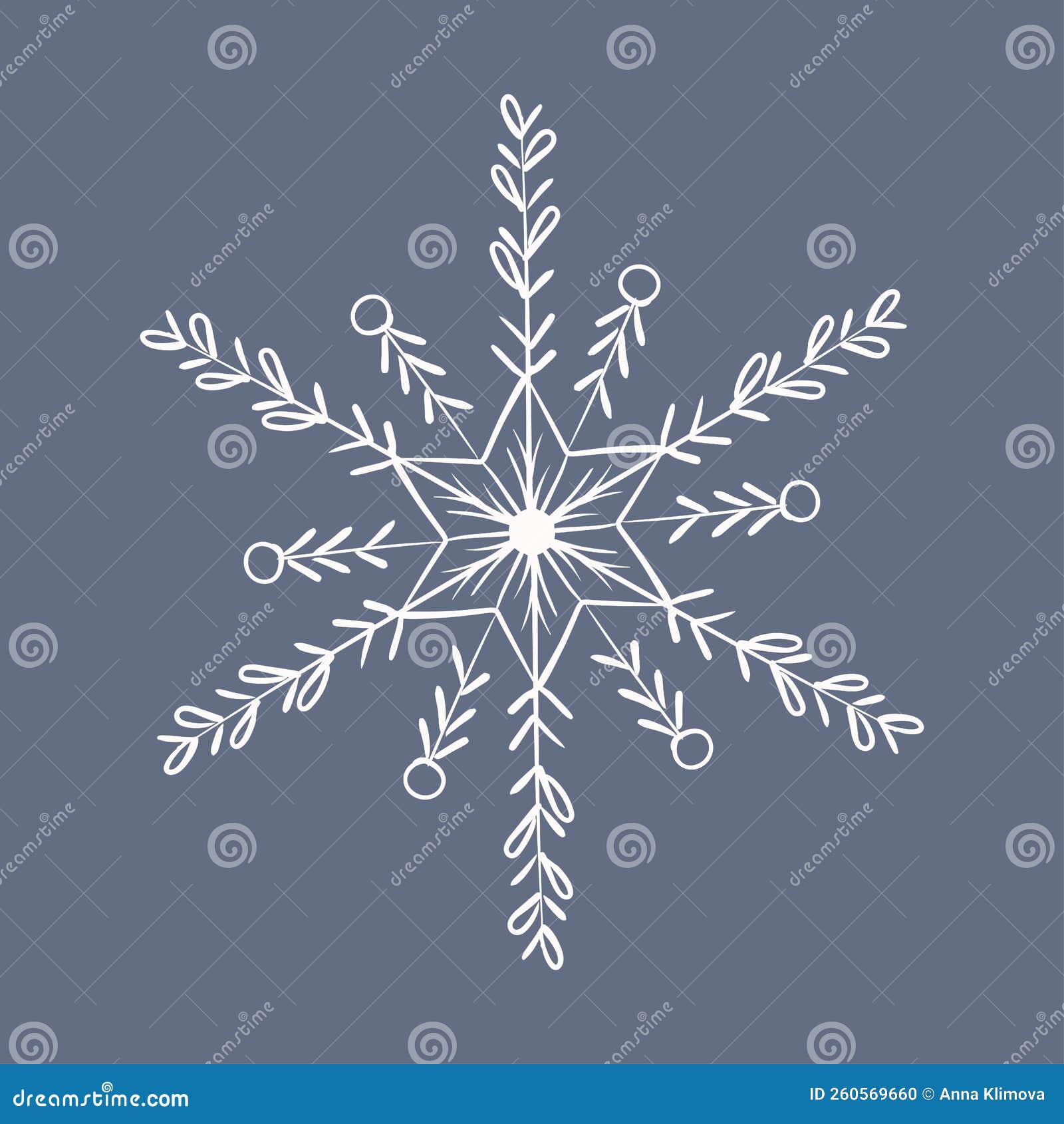 Snowflake in Doodle Style, Winter Holiday Decoration on Background ...