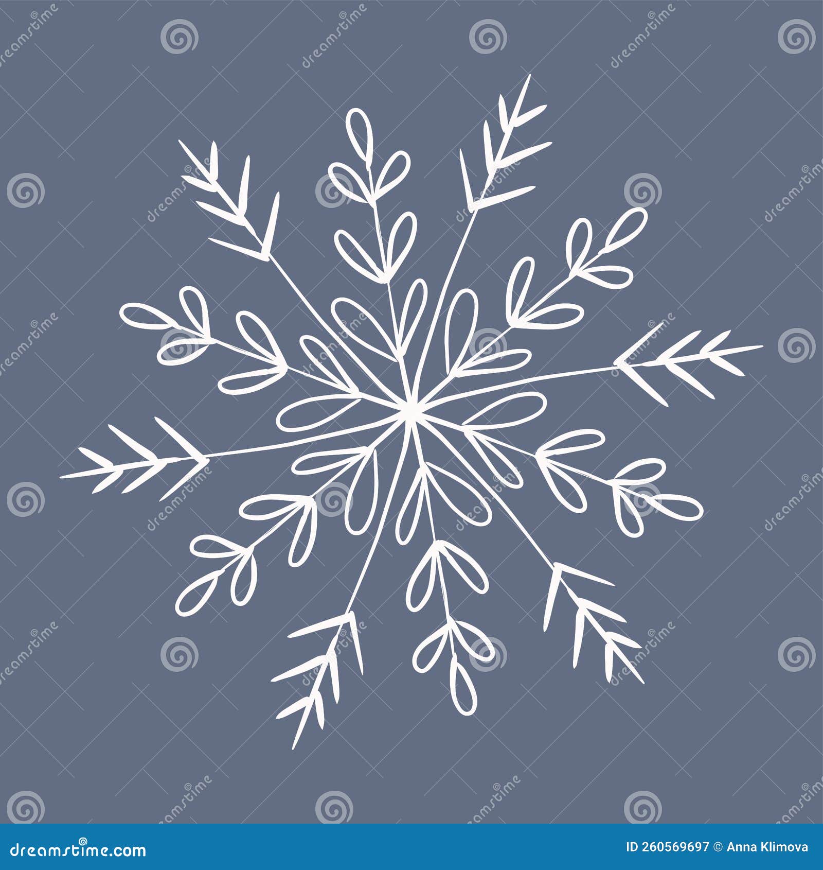 Snowflake in Doodle Style, Winter Holiday Decoration on Background ...