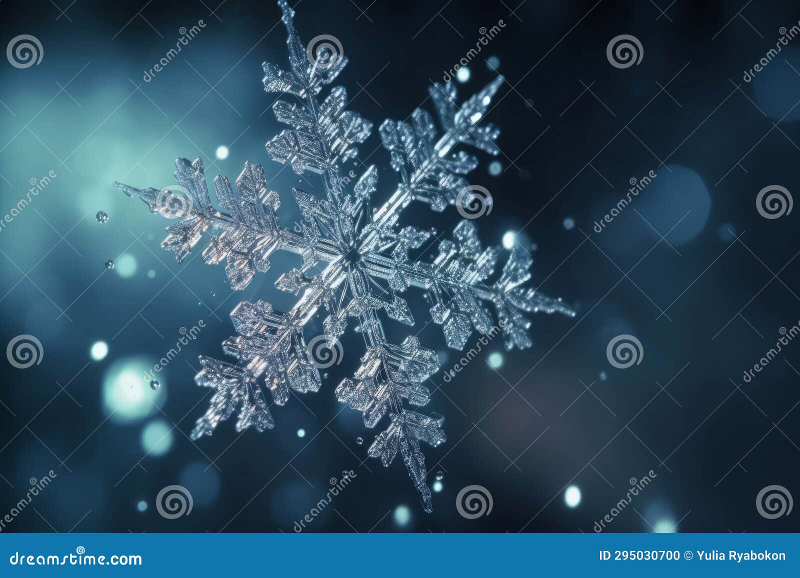 Snowflake Falling Down Closeup Photo. Generate Ai Stock Photo - Image ...