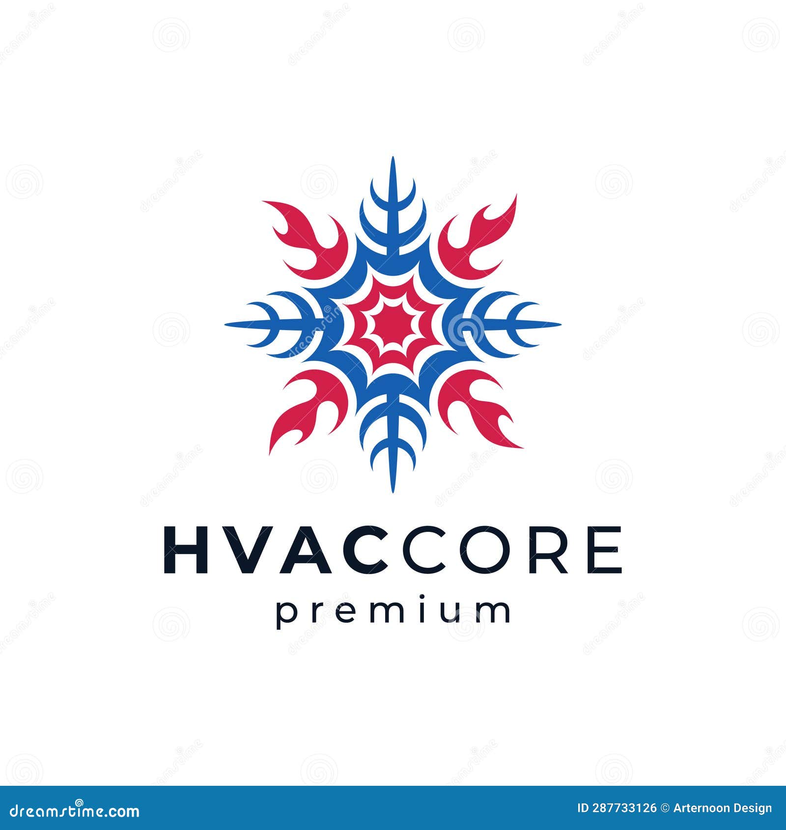 Snowflake and Fire for HVAC Repair Logo Design Stock Illustration ...