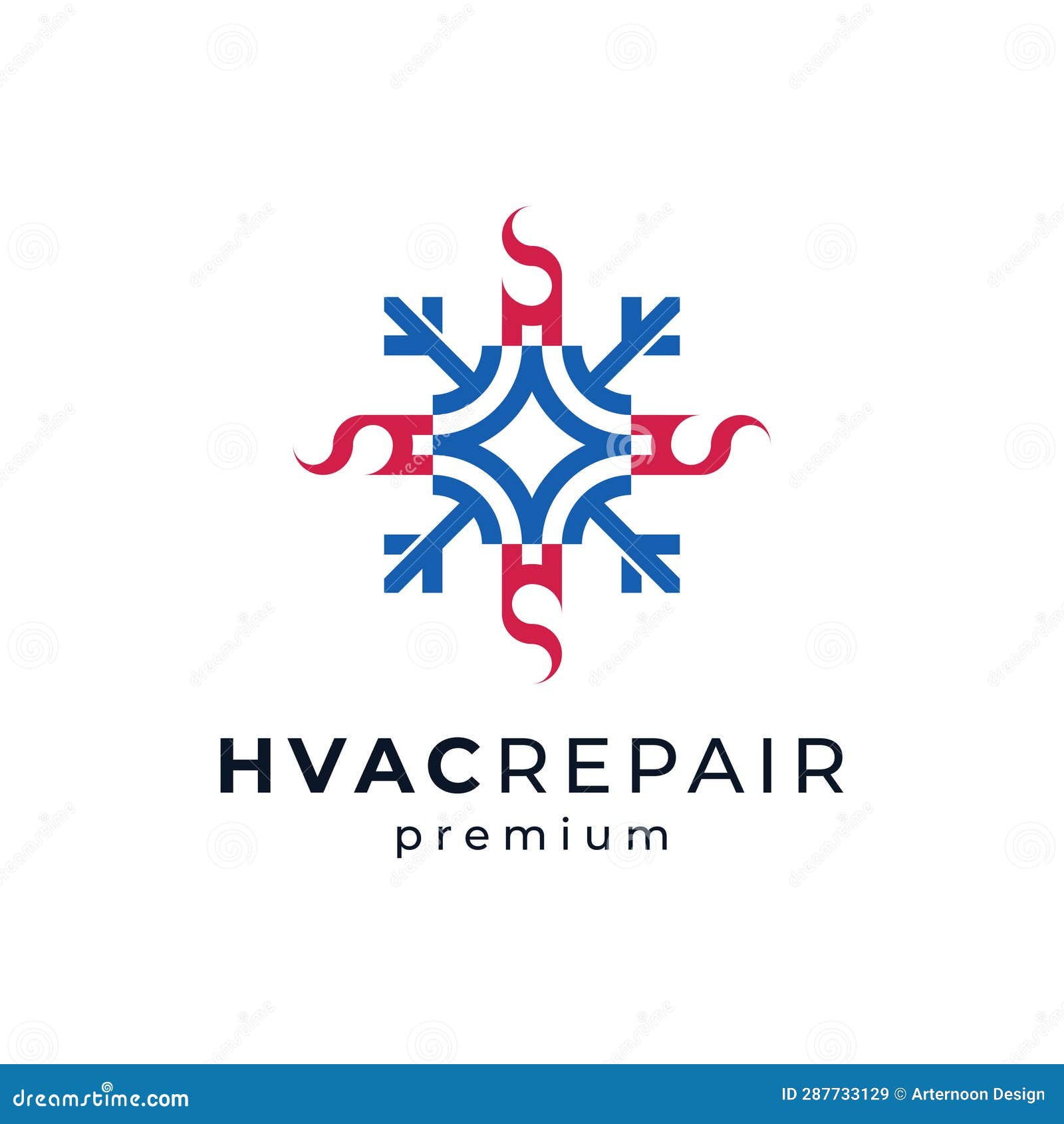 Ice Crystals and Fire for HVAC Repair Logo Design Stock Illustration ...