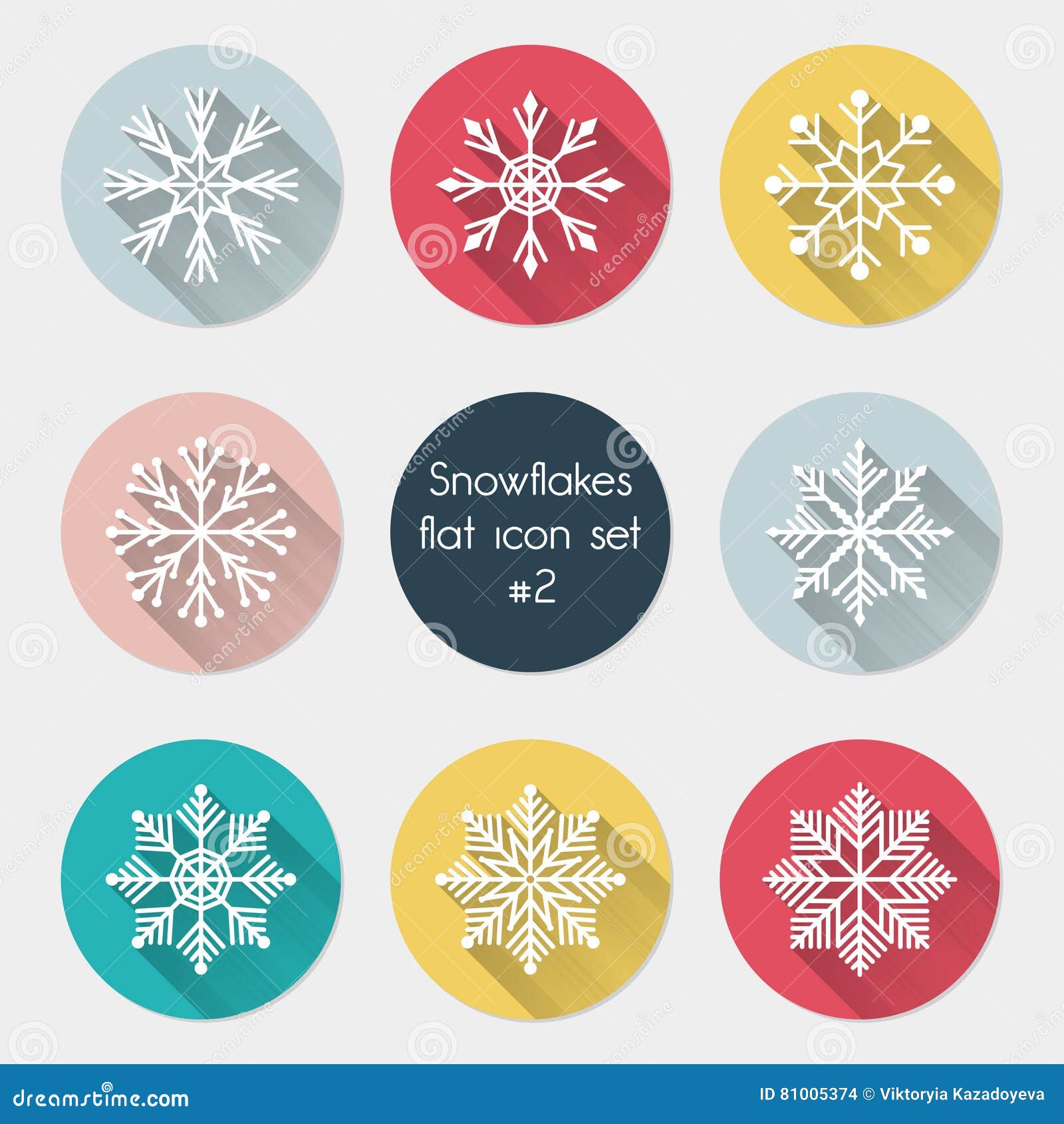 Snowflake Flat Icon Set Two Stock Vector - Illustration of pattern ...