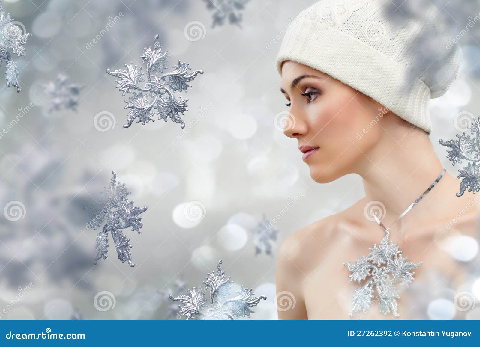 Snowflake girl stock photo. Image of closeup, season - 27262392