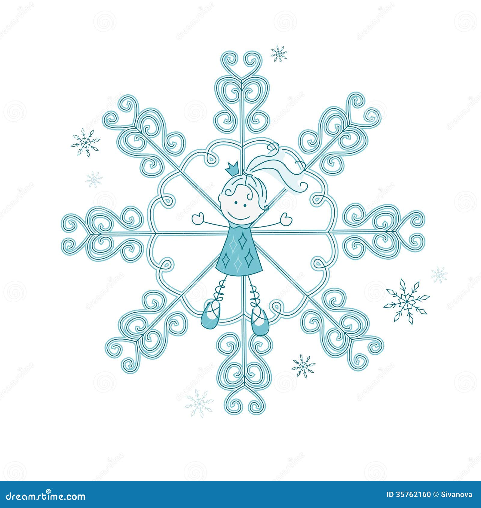 Snowflake-girl stock vector. Illustration of group, flake - 35762160