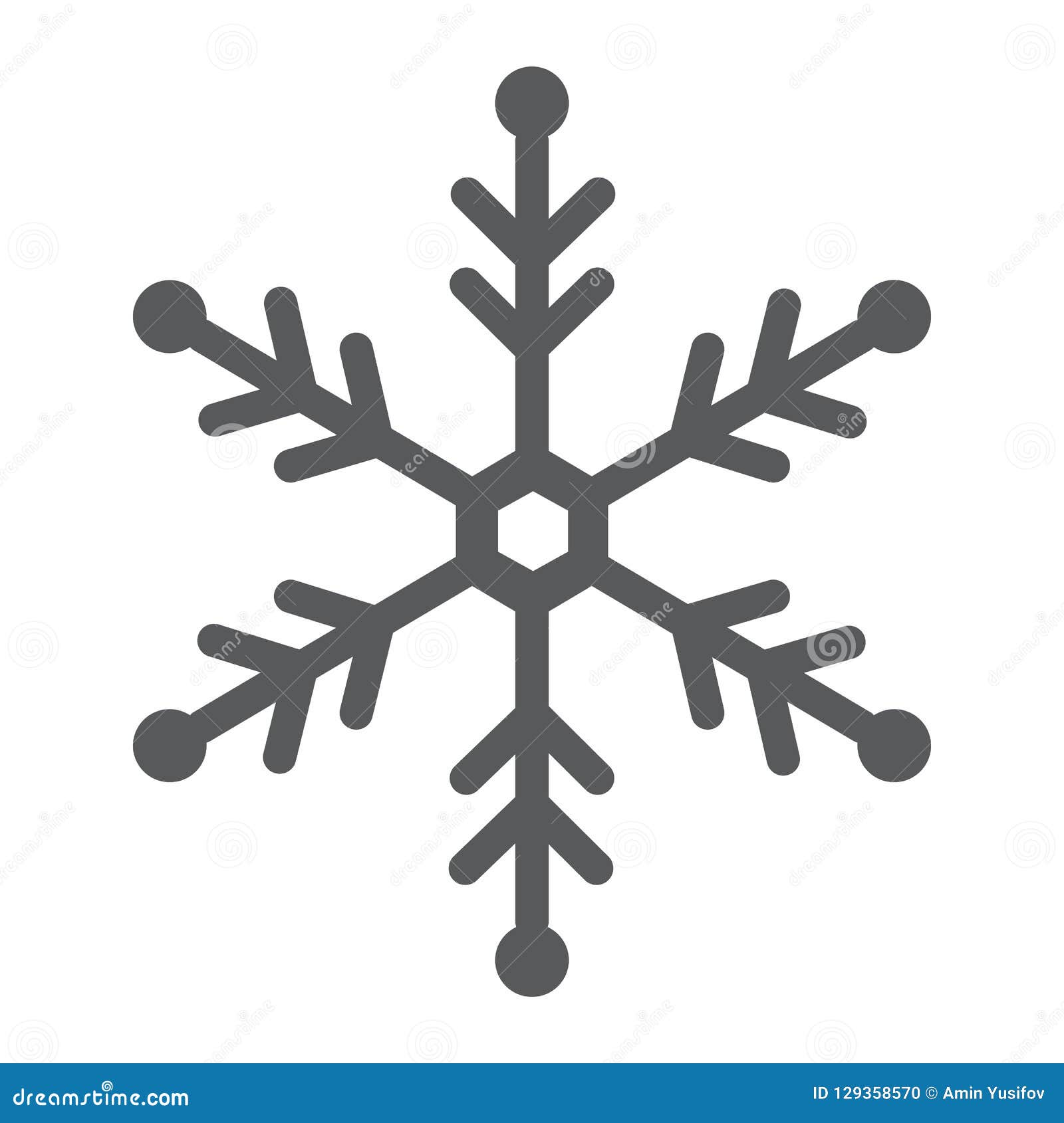 Snowflake Glyph Icon, Snow and Winter, Frost Sign, Vector Graphics, a ...