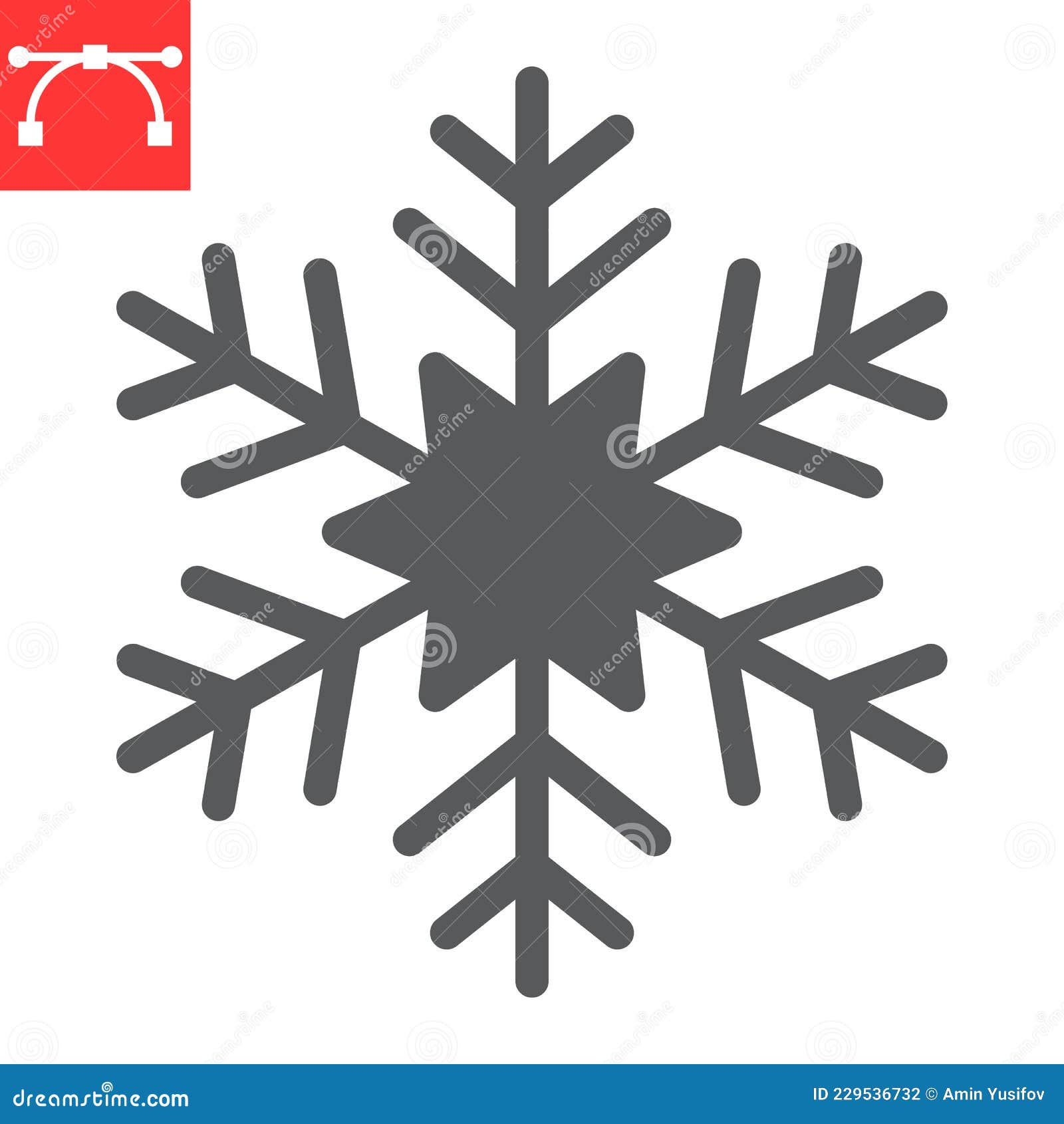 Snowflake glyph icon stock vector. Illustration of holiday - 229536732