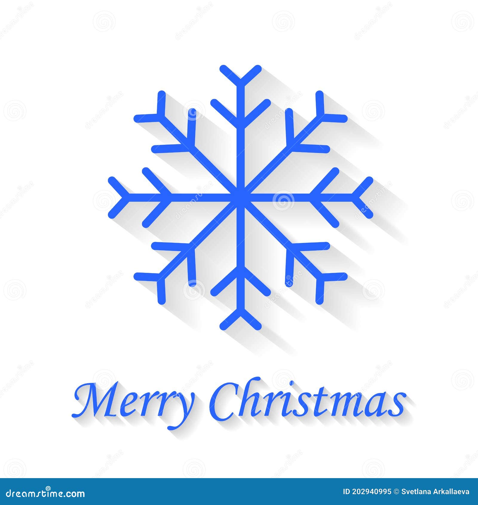 Snowflake Greeting Card on White Background Merry Christmas Stock ...