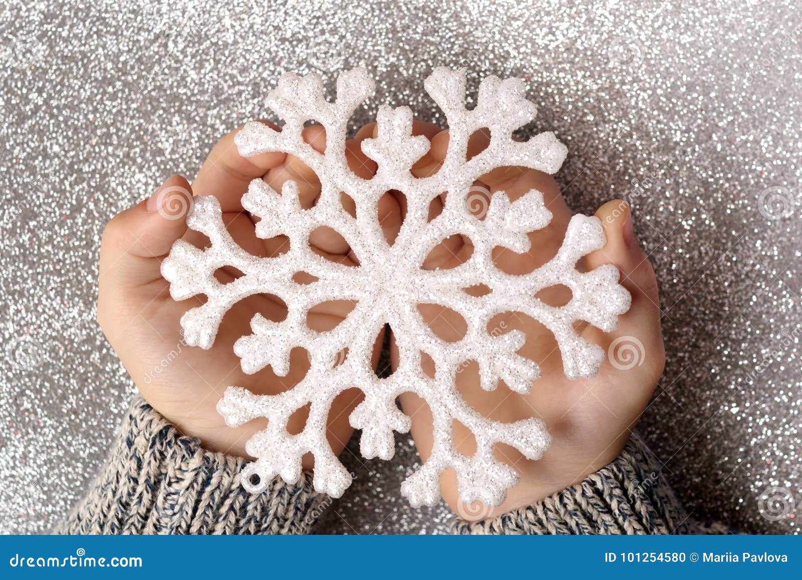 Snowflake in hands stock photo. Image of holiday, decoration - 101254580