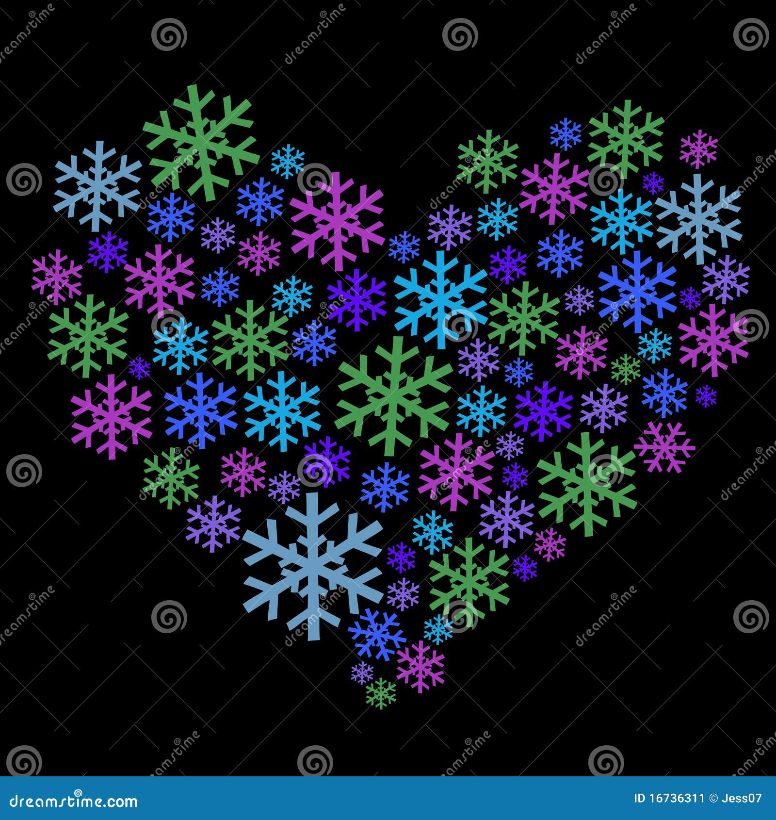 Snowflake heart stock illustration. Illustration of curve - 16736311