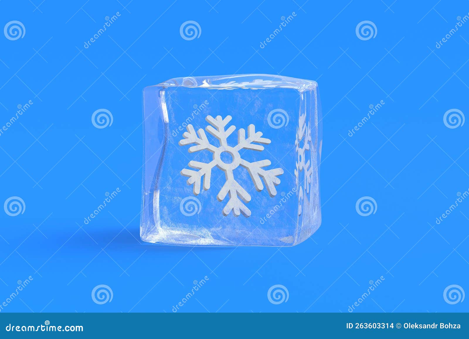 Snowflake in ice cube stock illustration. Illustration of frost - 263603314
