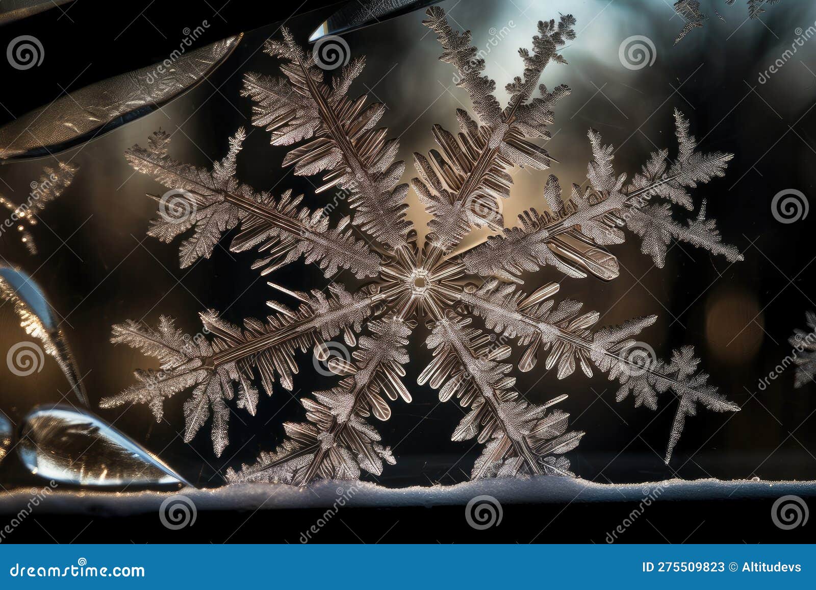 Snowflake on Ice Storm-covered Window Stock Illustration - Illustration ...