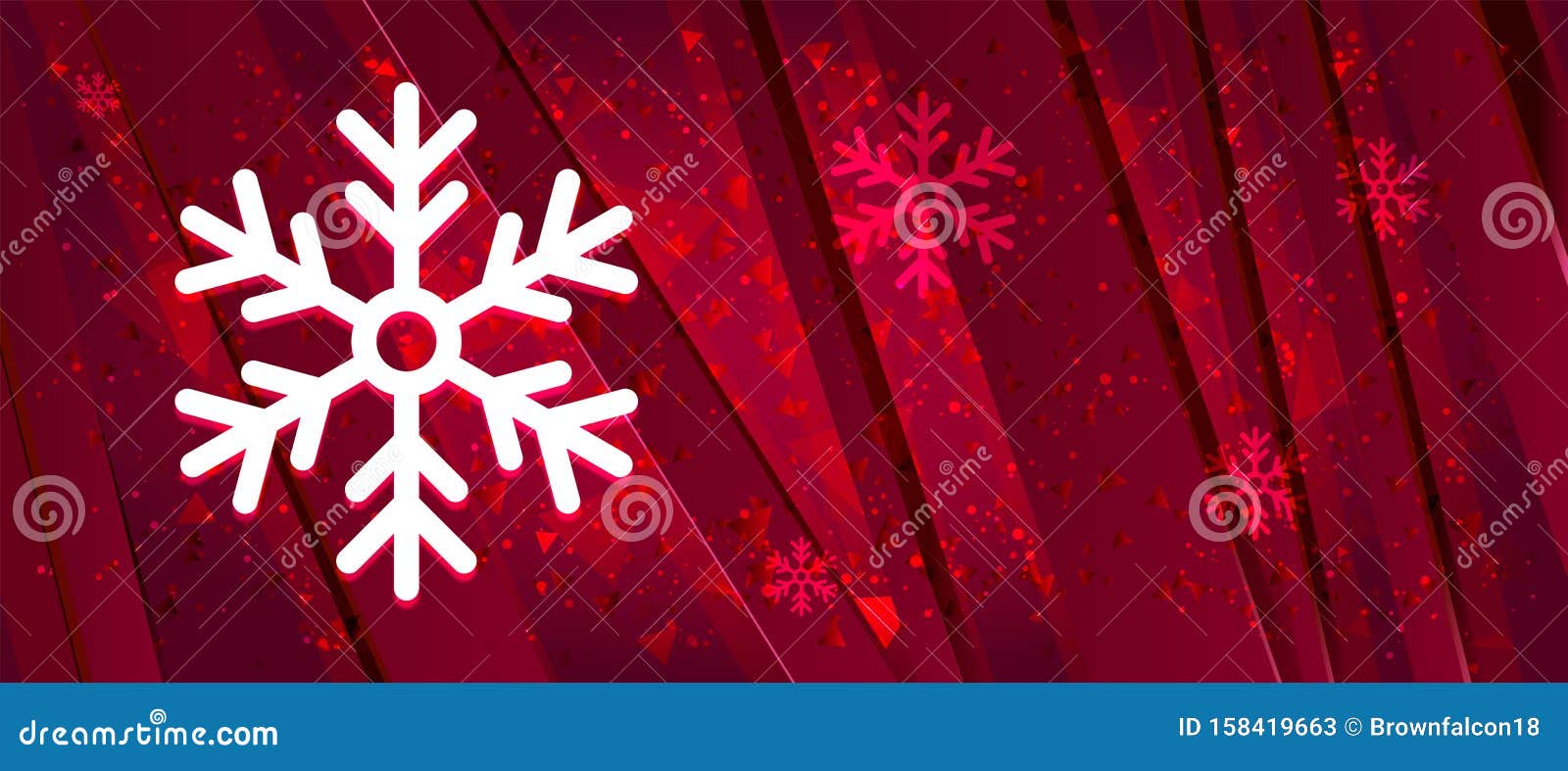 Snowflake Icon Abstract Design Bright Red Banner Background Stock ...