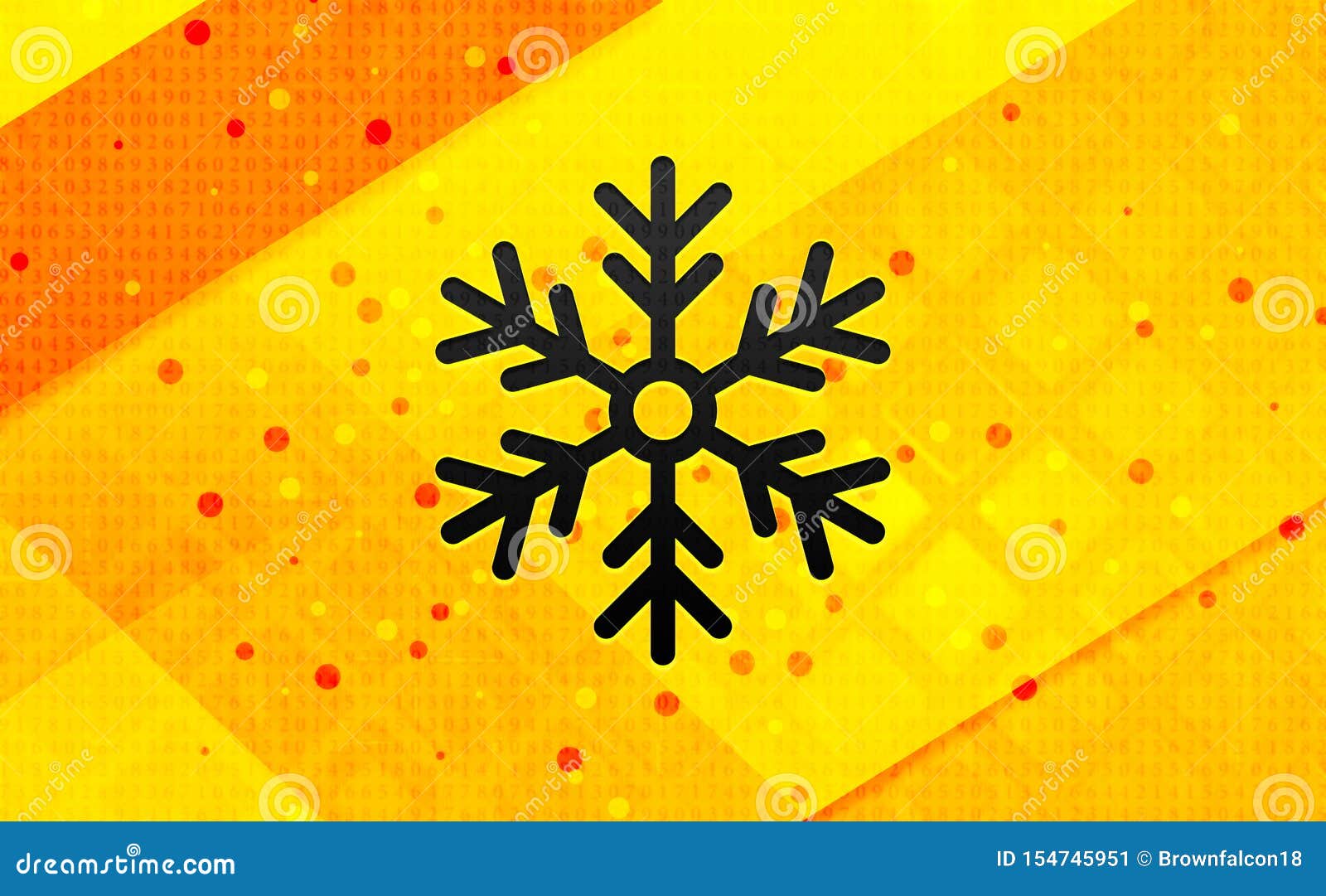 Snowflake Icon Abstract Digital Banner Yellow Background Stock ...