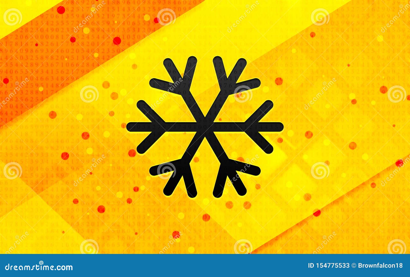 Snowflake Icon Abstract Digital Banner Yellow Background Stock ...