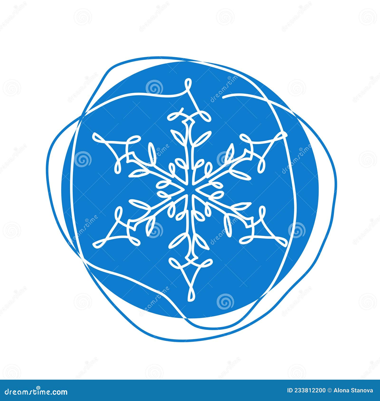 Snowflake Icon, Sign, Symbol, Shape. One Continuous Line Art Drawing of ...