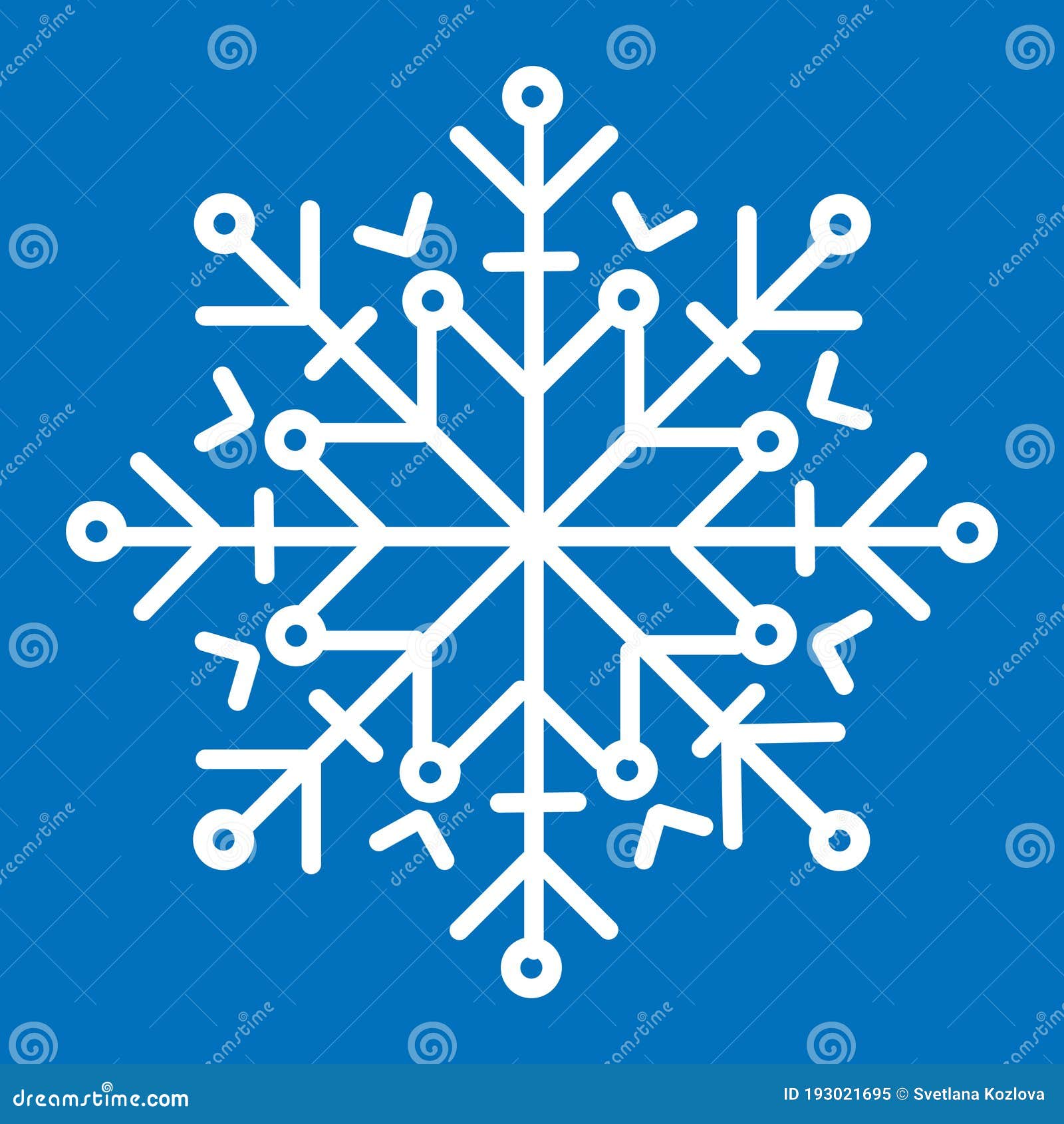 Snowflake Icon White on Blue Backgrount. Vector Illustration. for Web ...