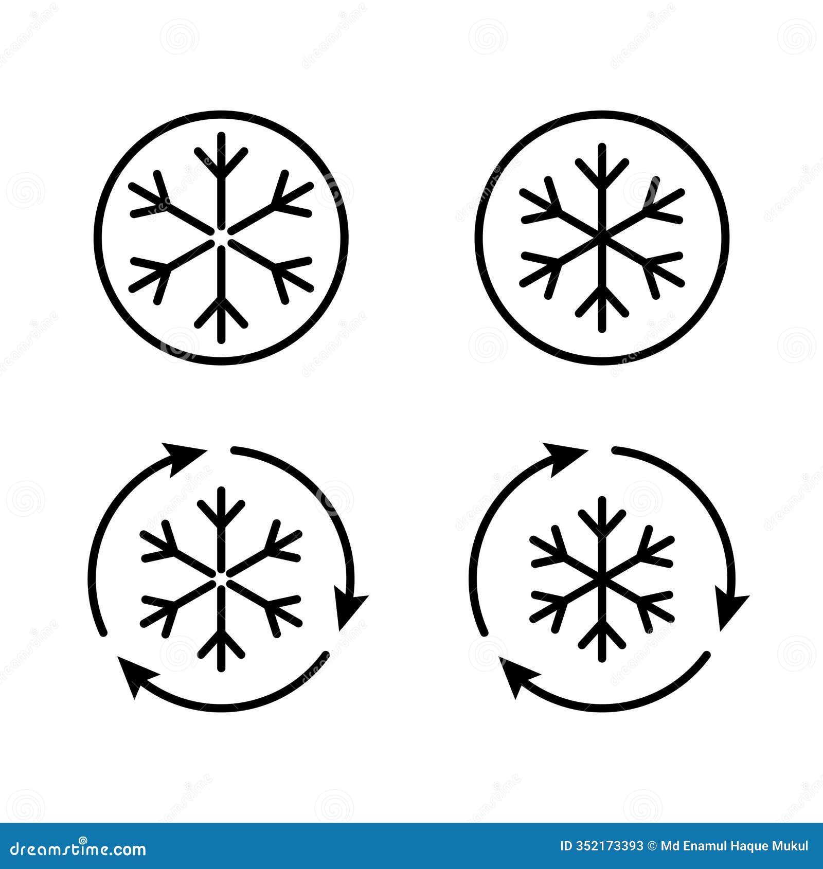 Snowflake Icons for Cold or Temperature Control. Freezing Flat Icon ...