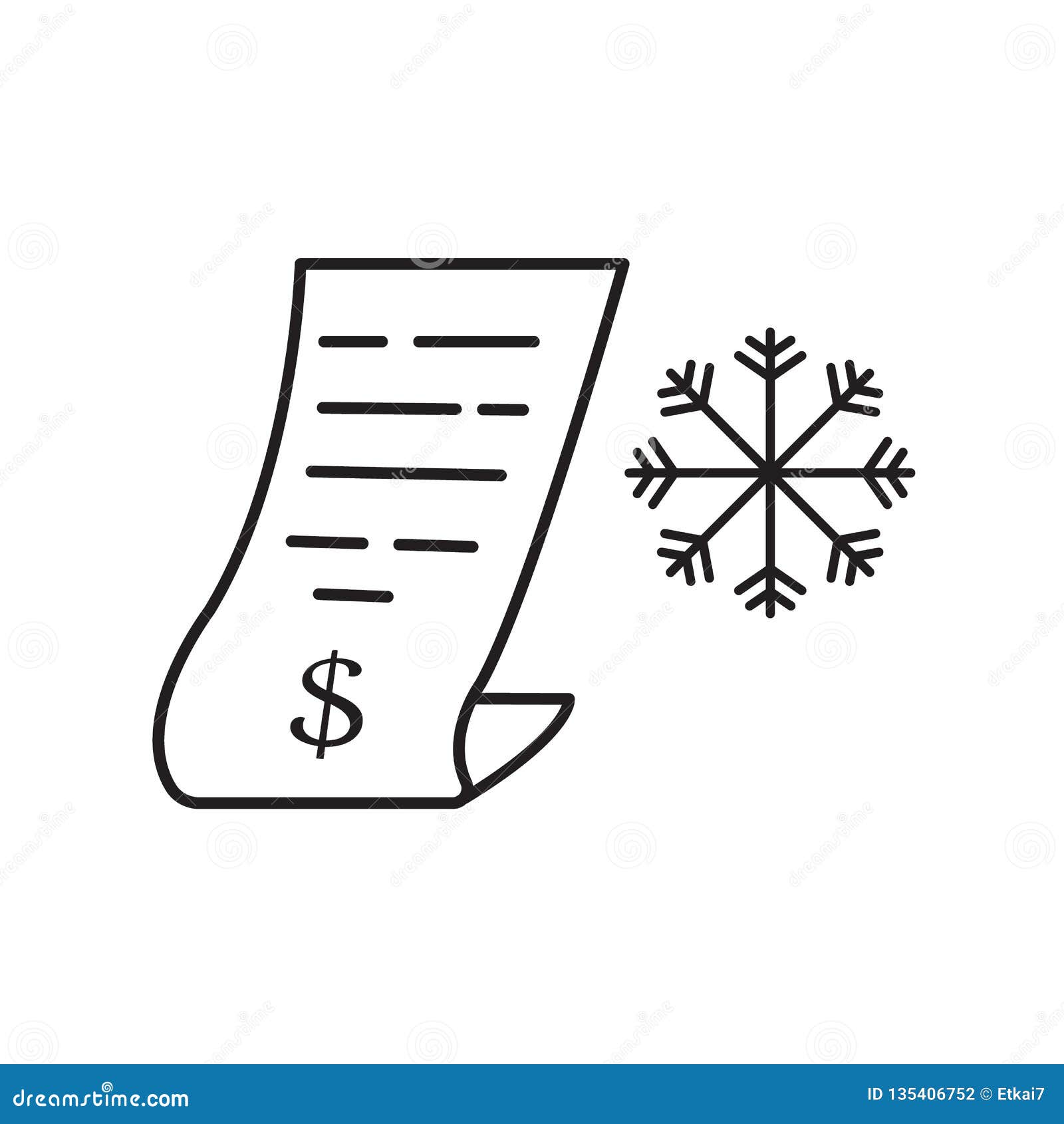 Snowflake and Invoice Icon. Winter Vector Design Graphic Illustr Stock ...