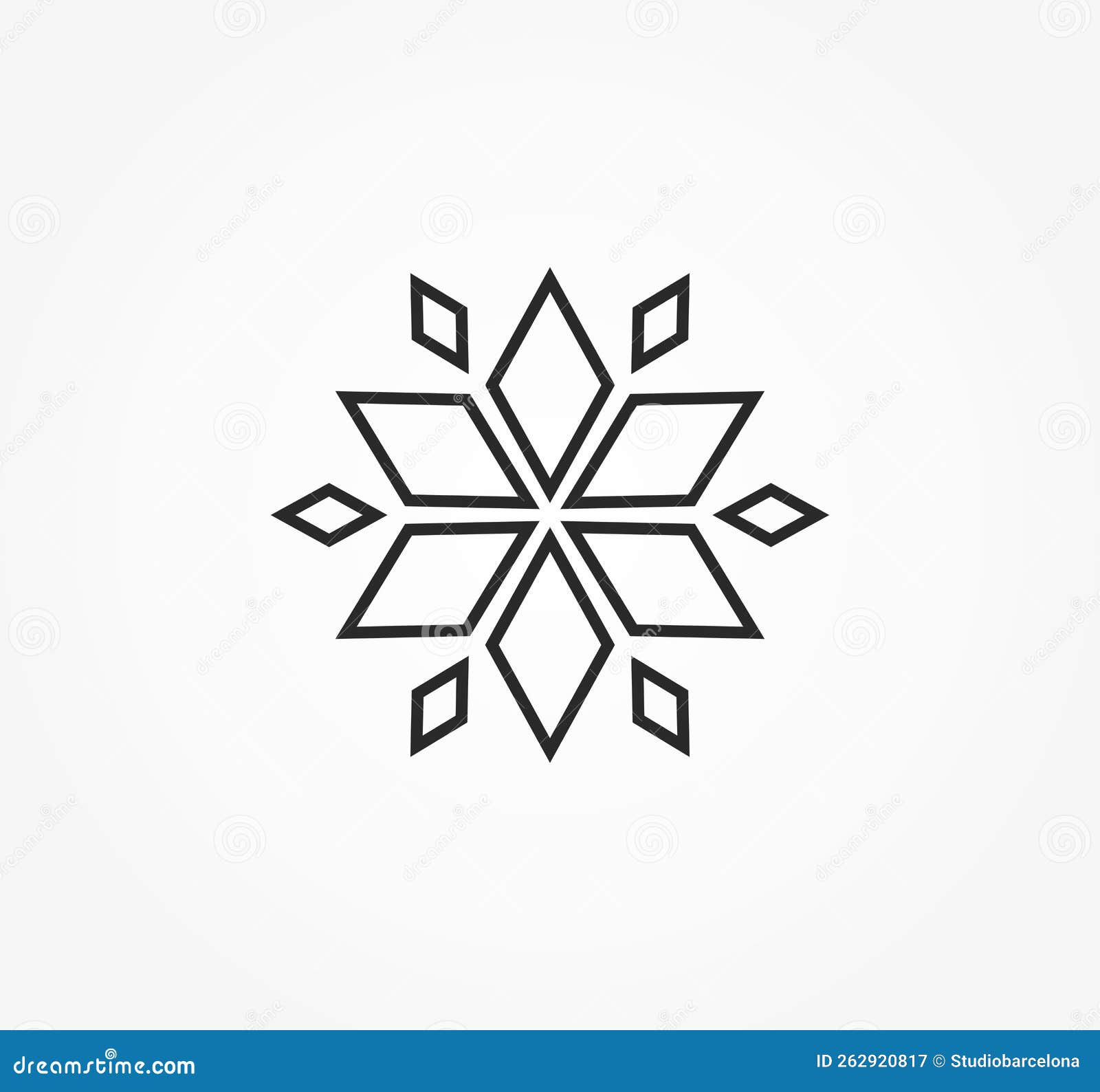 Snowflake Line Icon Geometric Shape Stock Vector - Illustration of ...