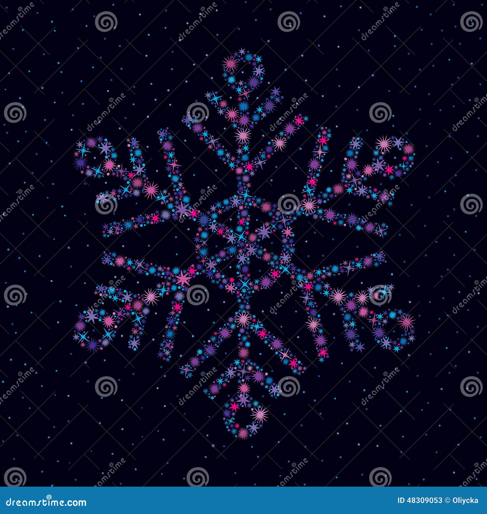 Snowflake Made of Bright Stars Stock Vector - Illustration of shiny ...
