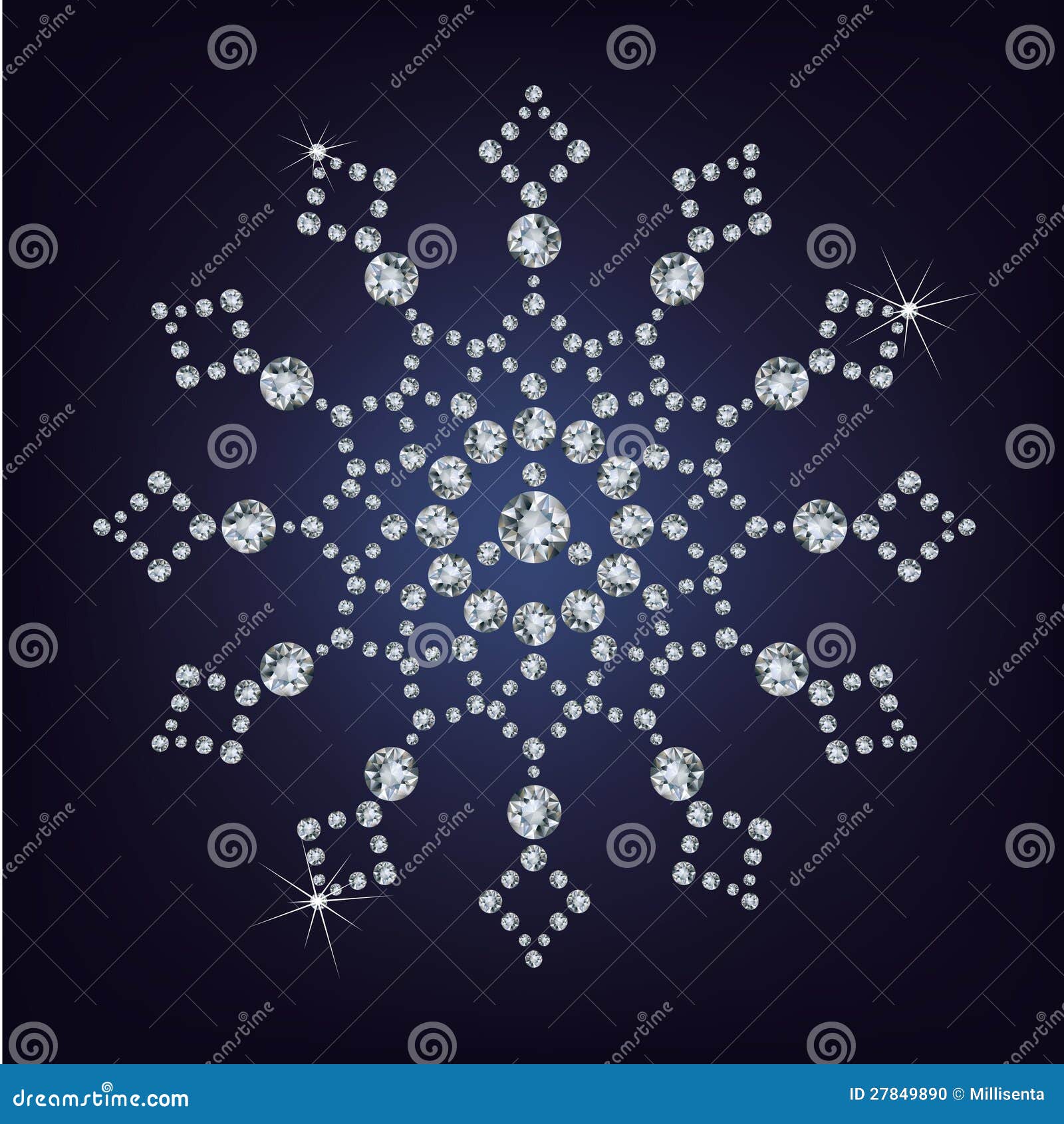 Snowflake Made from Diamonds Stock Vector - Illustration of celebration ...