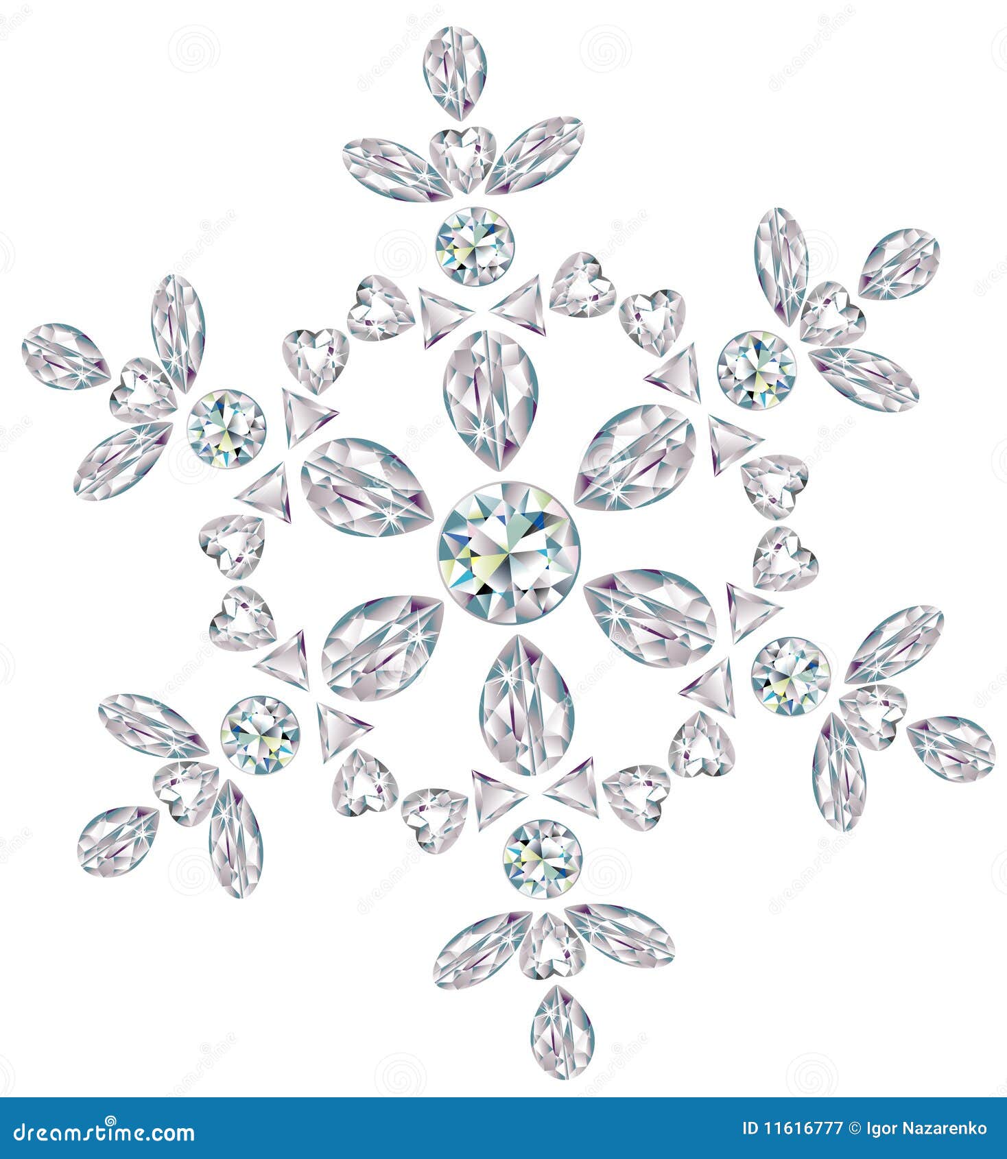 Snowflake Made from Different Cut Diamonds Stock Vector - Illustration ...