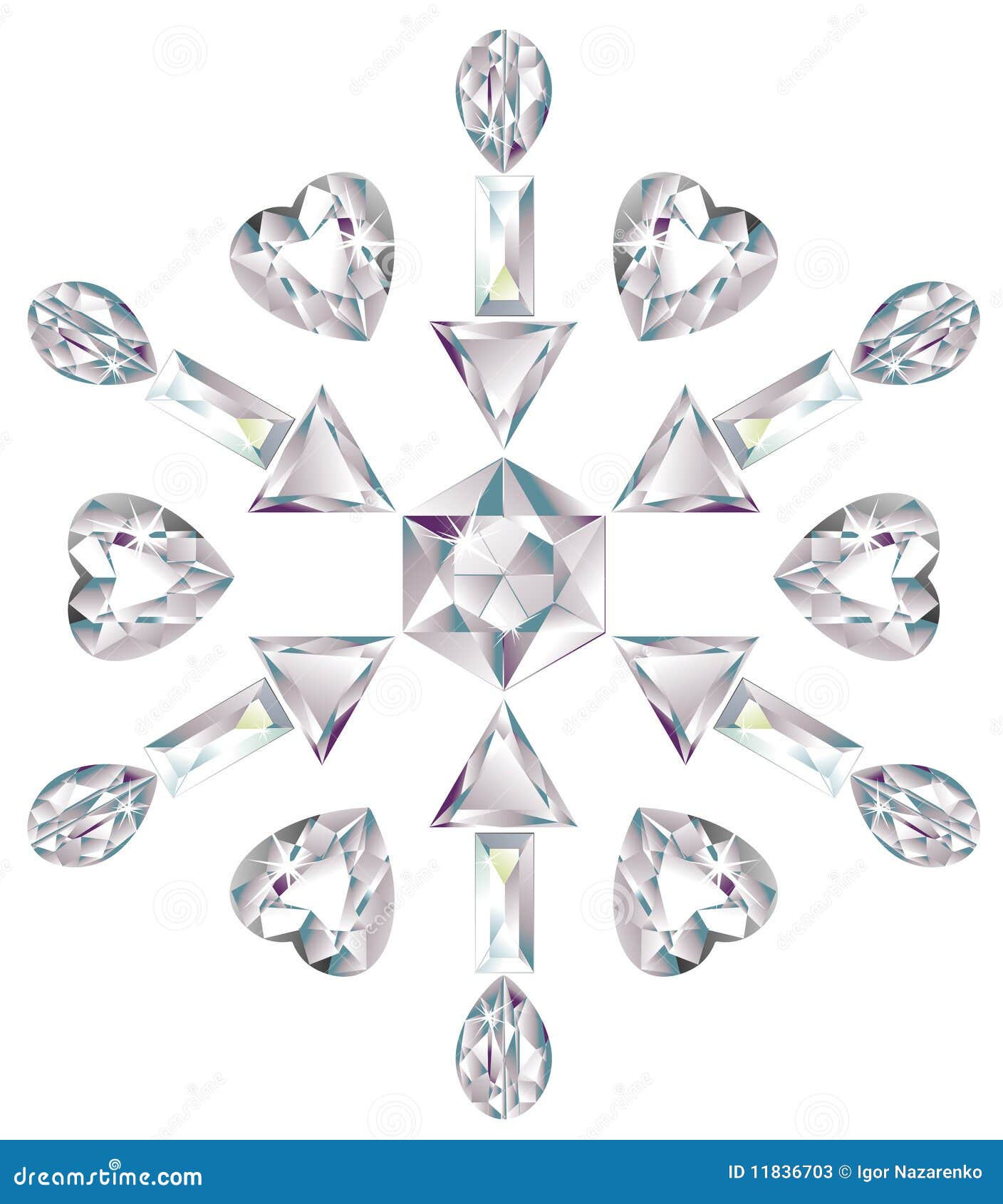Snowflake Made from Different Cut Diamonds Stock Vector - Illustration ...
