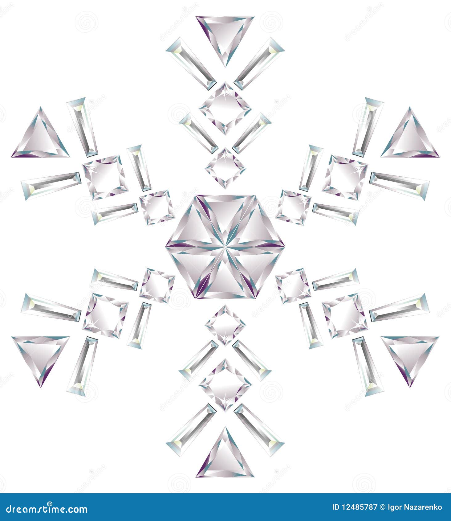Snowflake Made from Different Cut Diamonds Isolate Stock Vector ...