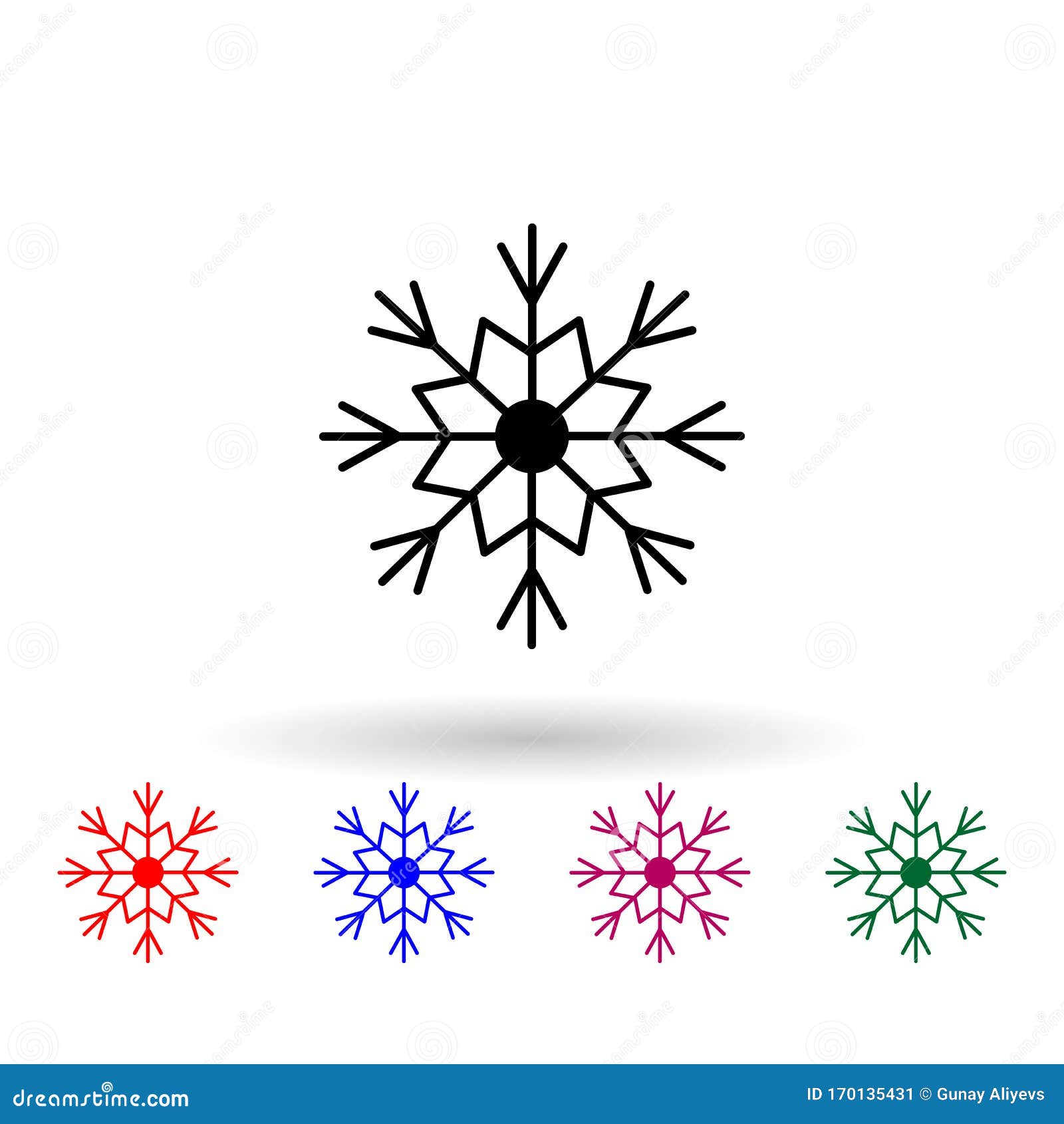 Snowflake Multi Color Icon. Simple Glyph, Flat Vector of Winter Icons ...