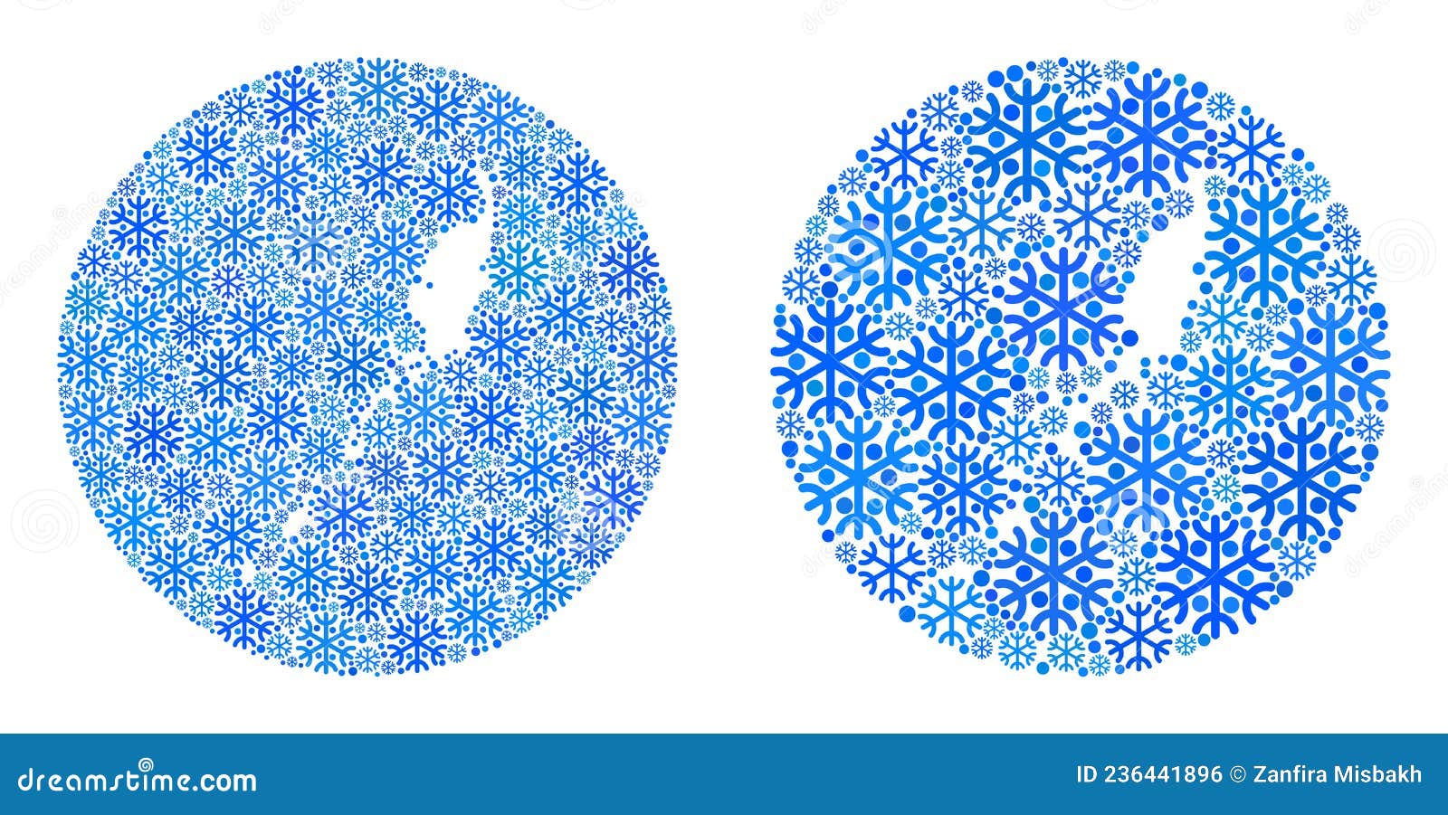 Inverted Circle Palau Map - Snowflakes Collage with Empty Space Stock ...