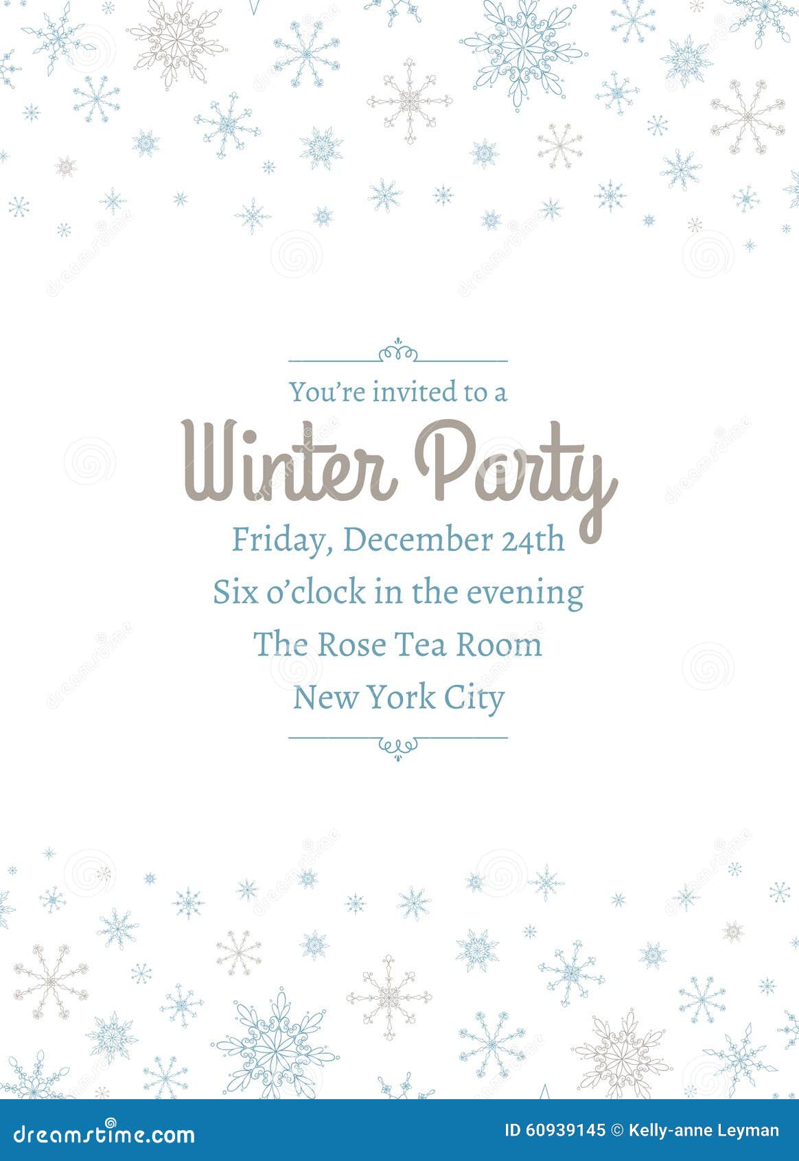 Snowflake Party Invitation Two Stock Vector - Illustration of doodle ...