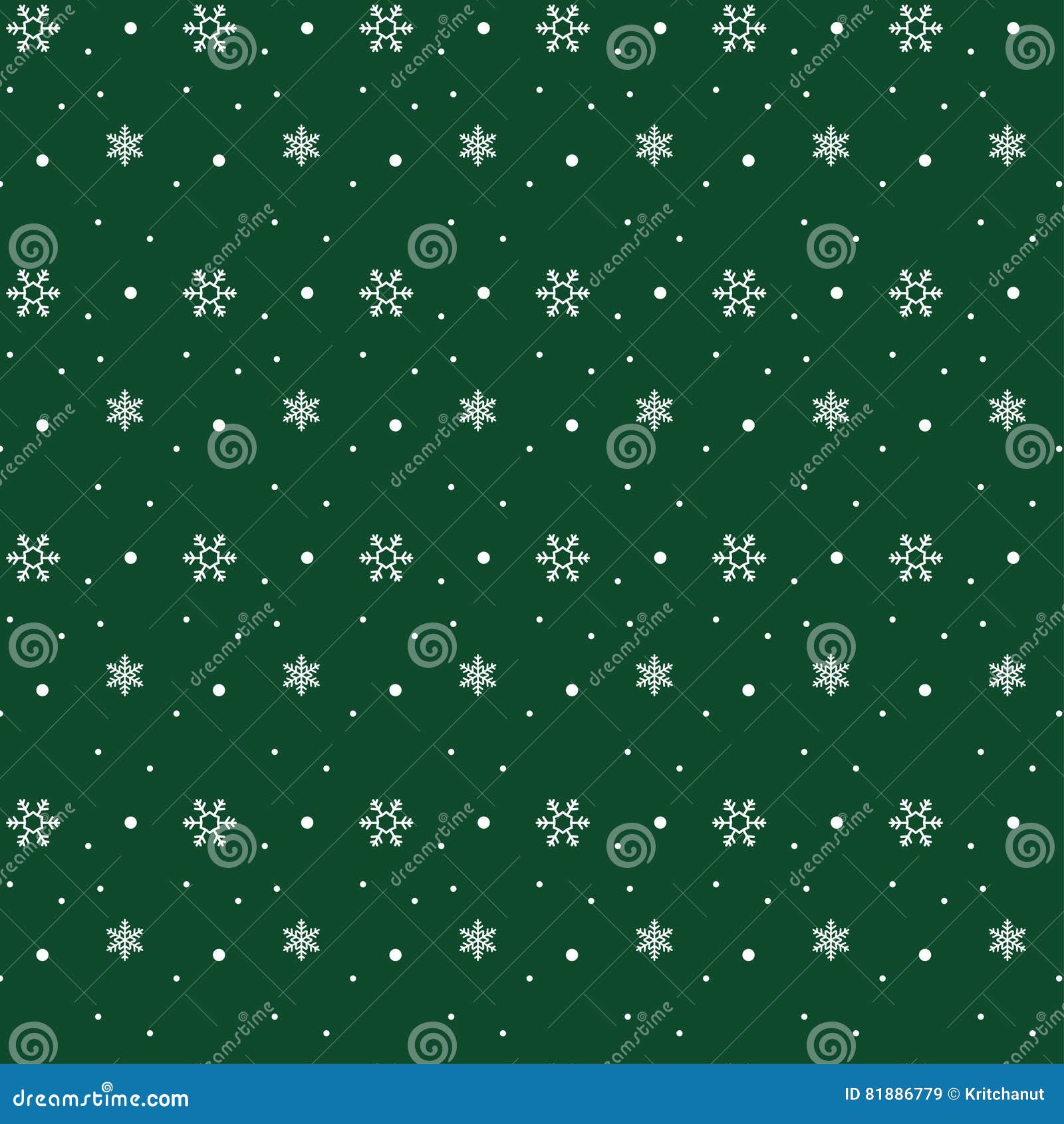 Snowflake Pattern on Green Background Stock Vector - Illustration of ...