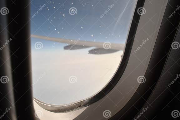 Snowflake on Plane Window Frame Height in Sky Stock Image - Image of ...
