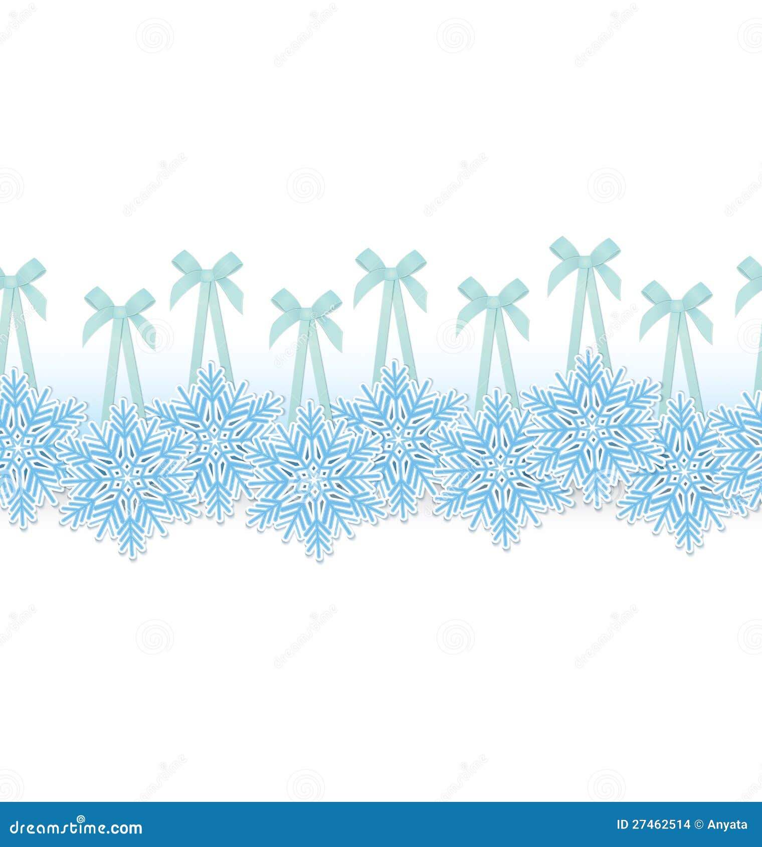 Snowflake on Ribbon Border Vector Stock Vector - Illustration of ...
