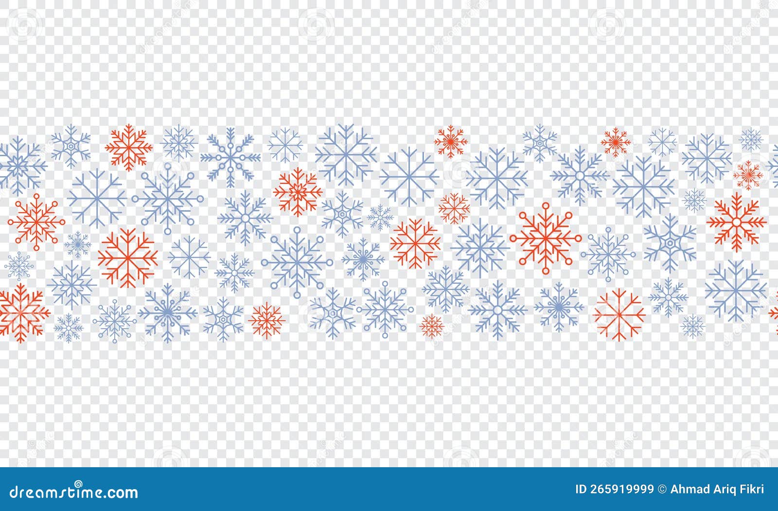 Snowflake Seamless Border. Snowflakes Seamless Pattern. Snowfall Repeat ...
