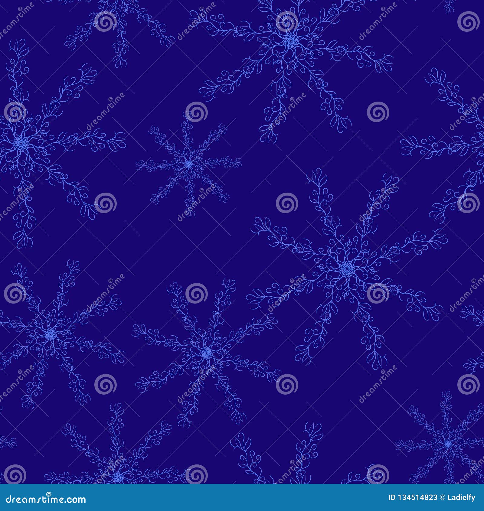 Snowflake Seamless Pattern on Dark Blue Background. Snowflakes Consist ...