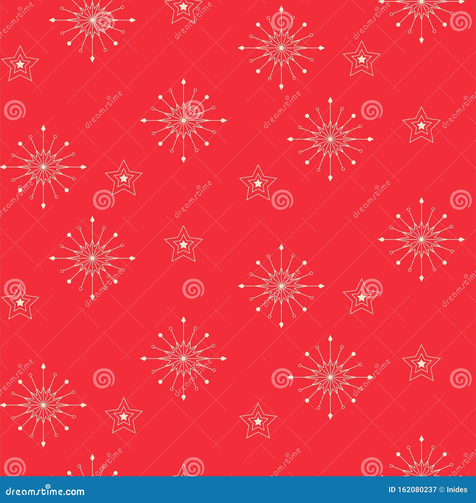 Snowflake Seamless Pattern. Vector Red New Year Background. Stock ...